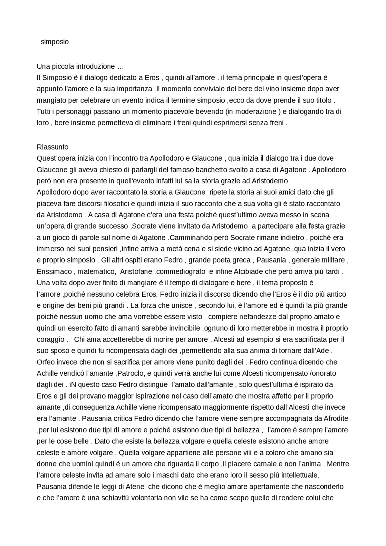 Simposio Riassunto Di Filosofia Appunti Di Filosofia Docsity
