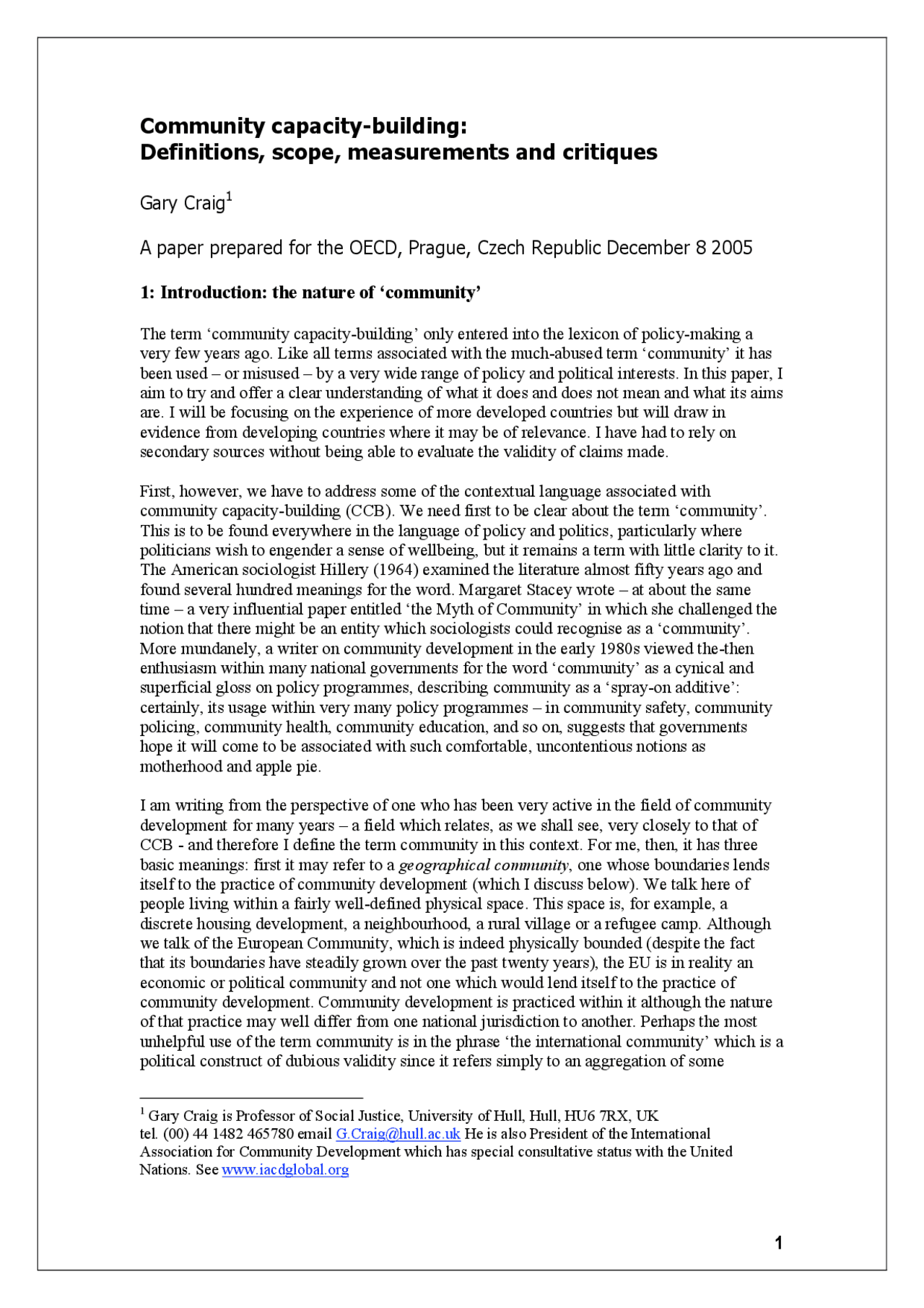 Community capacity-building: Definitions, scope ... | Study notes ...