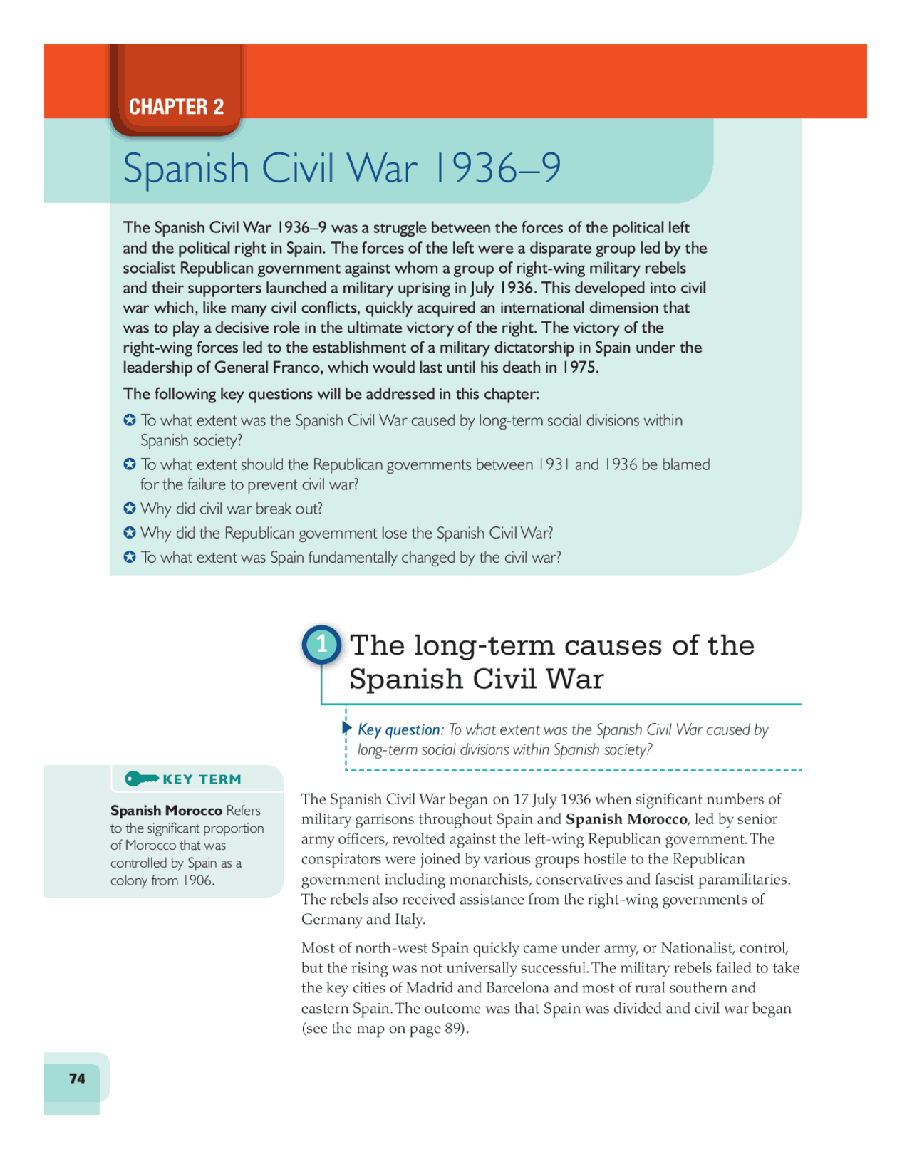 Spanish Civil War 1936–9 | Schemes and Mind Maps Spanish | Docsity