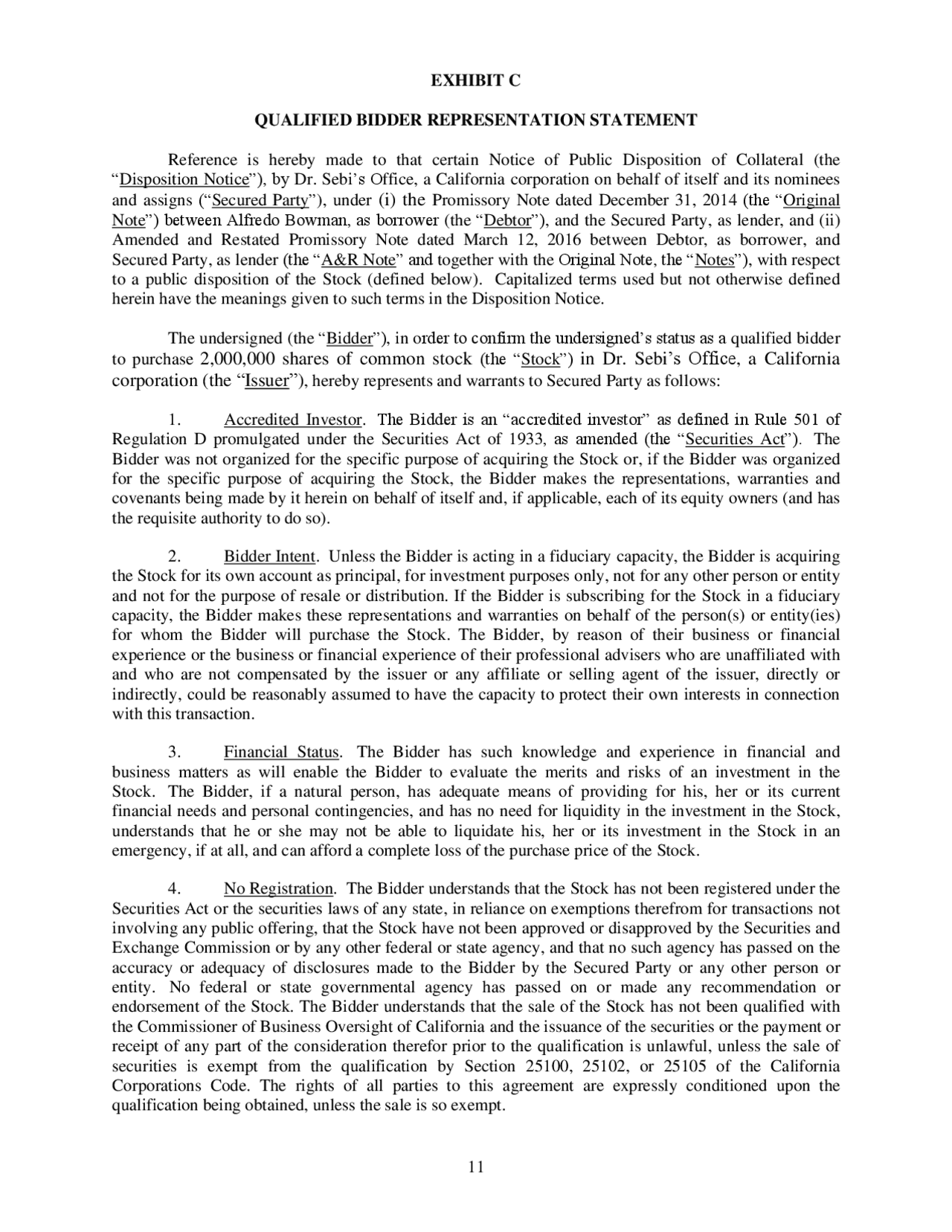 Dr Sebi Qualified Bidder Representation Statementpdf Lecture Notes