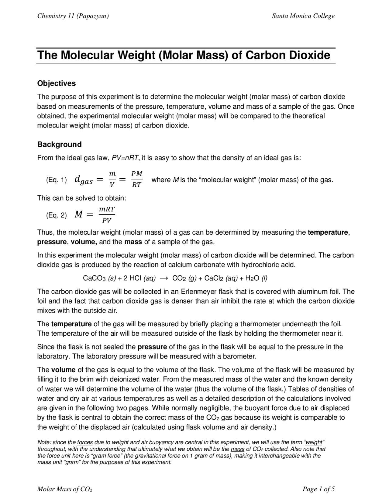 The Molecular Weight (Molar Mass) of Carbon Dioxide | Exercises ...