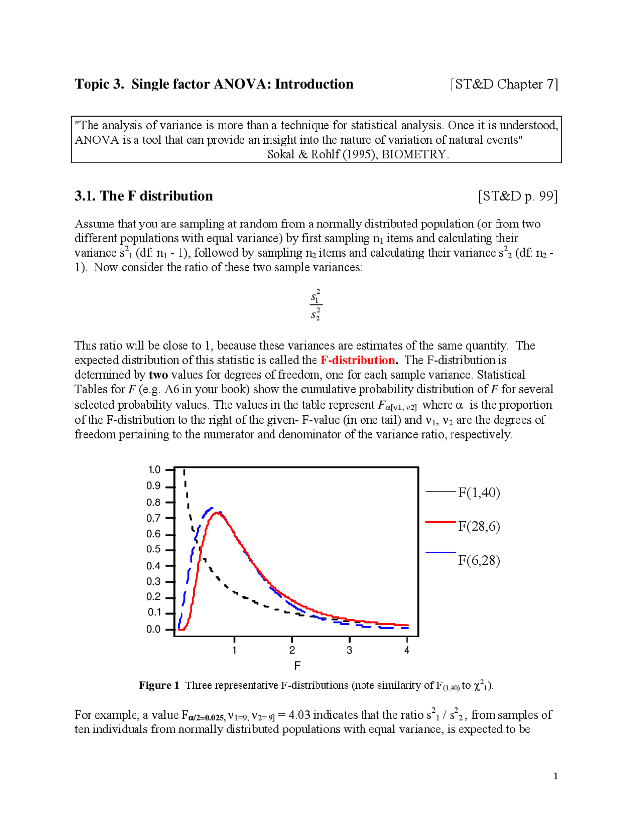 F Distribution and Analysis of Variance (ANOVA) | Slides Design | Docsity