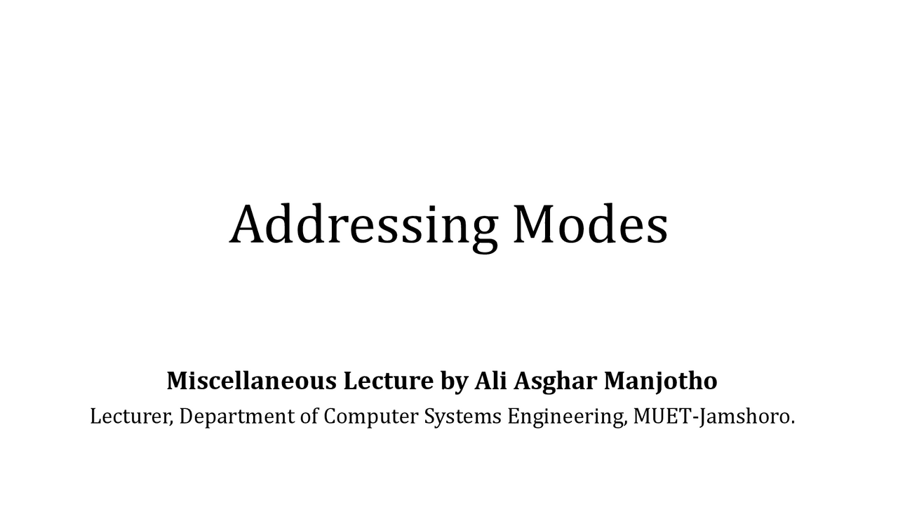 Addressing Modes Lecture Notes Systems Engineering Docsity