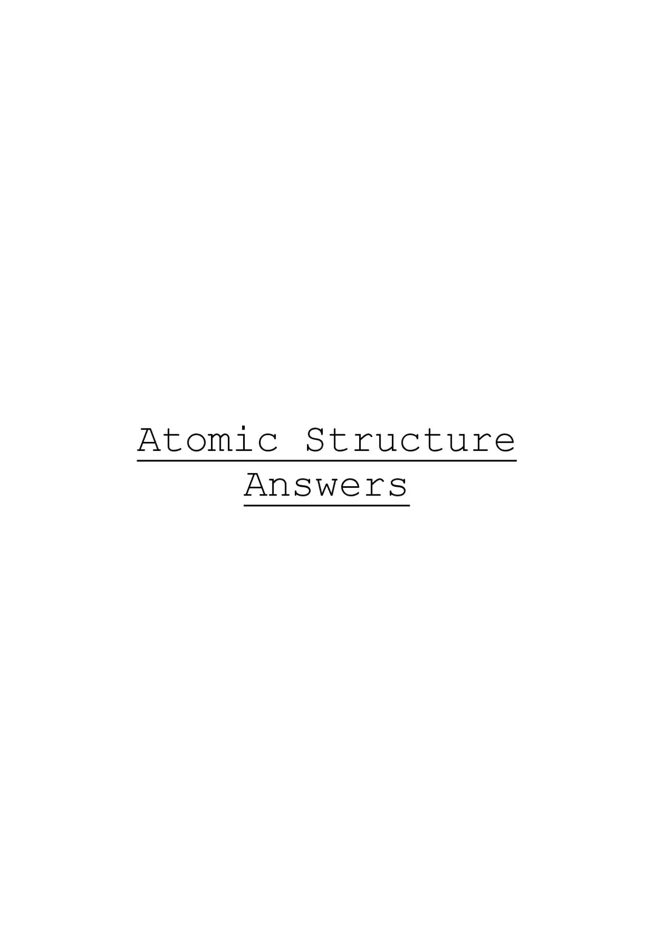 Atomic Structure Answers Science Skool Exams Chemistry Docsity