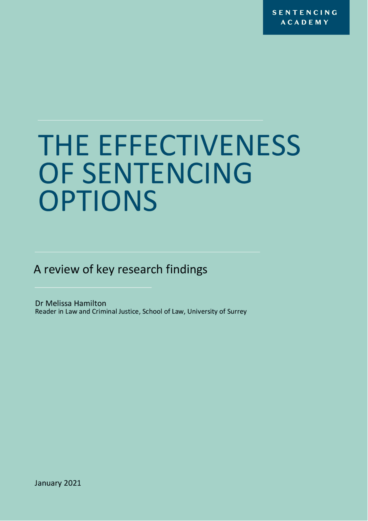 THE EFFECTIVENESS OF SENTENCING OPTIONS | Study notes Statistics | Docsity