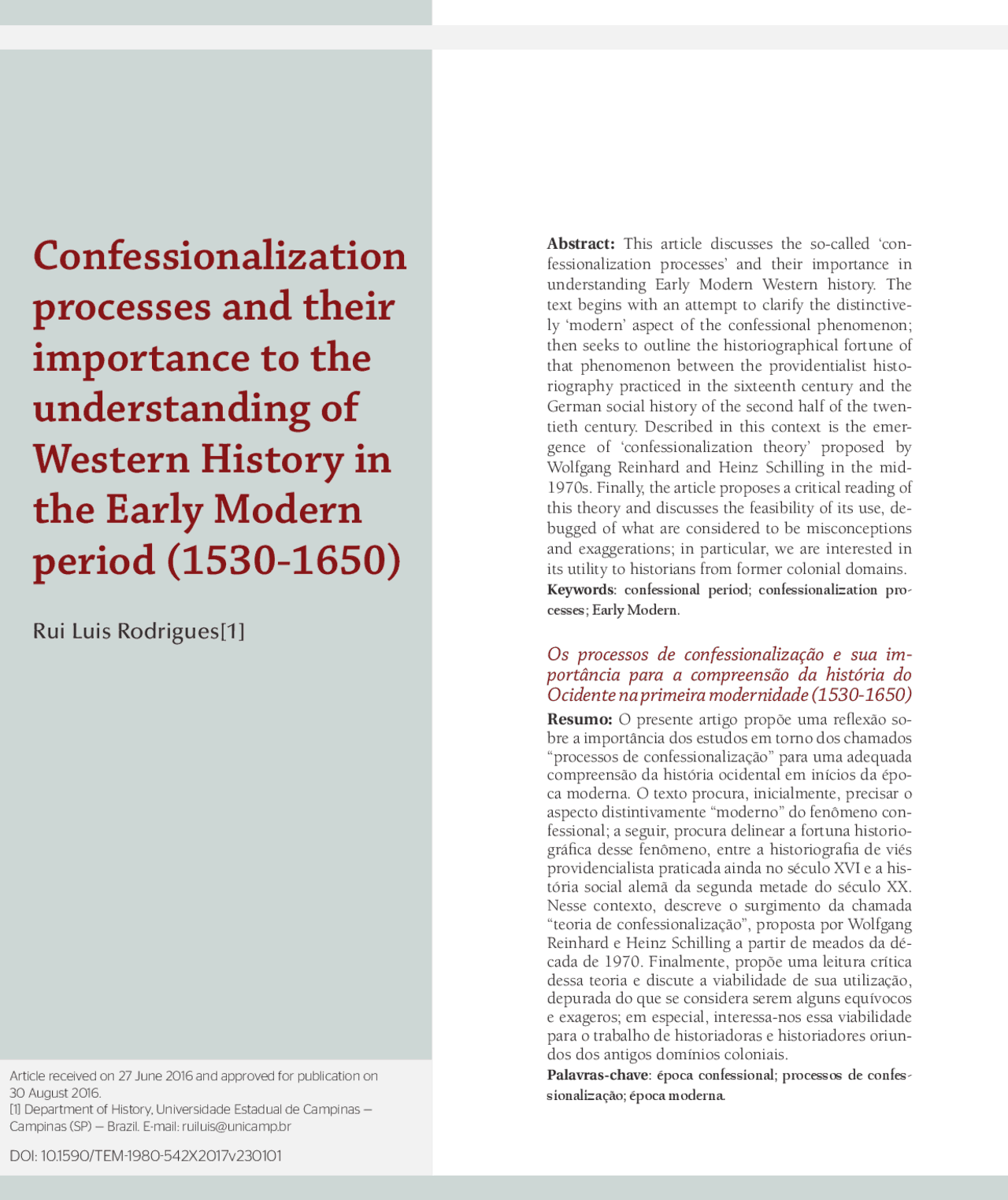 Religion & Secular Authority: Historical Analysis of Confessional ...