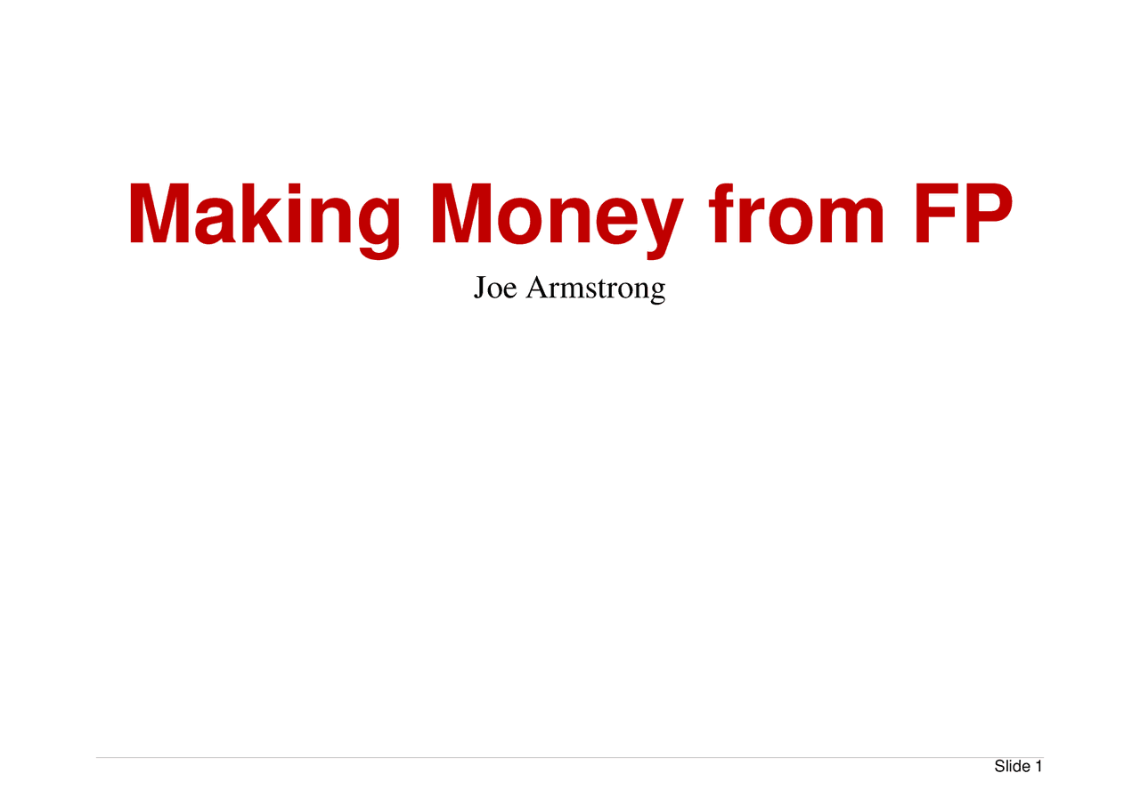Making Money From Fp Lecture Notes Business Docsity