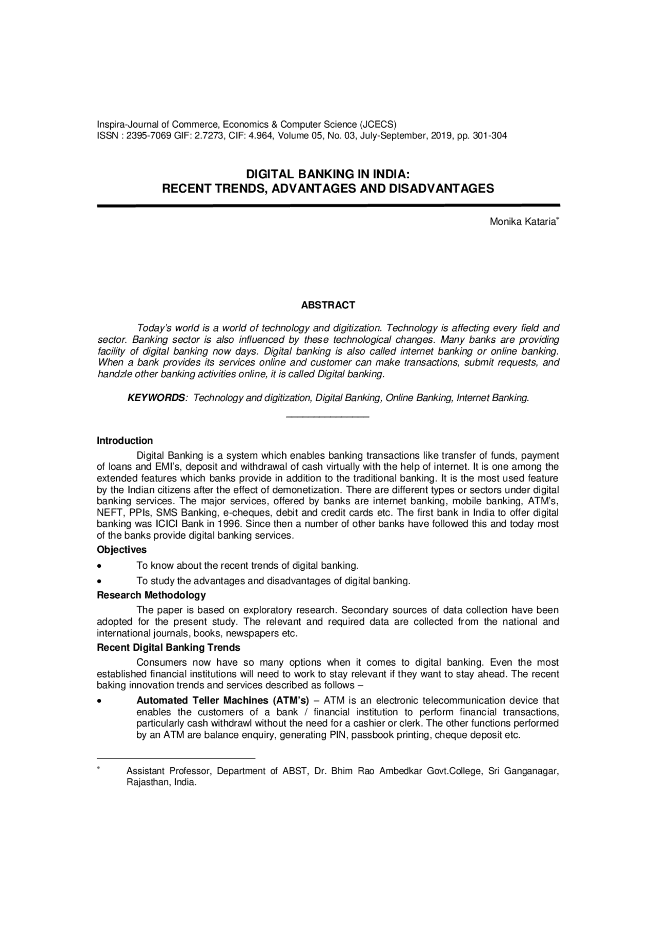 Digital Banking In India Recent Trends Lecture Notes Technology
