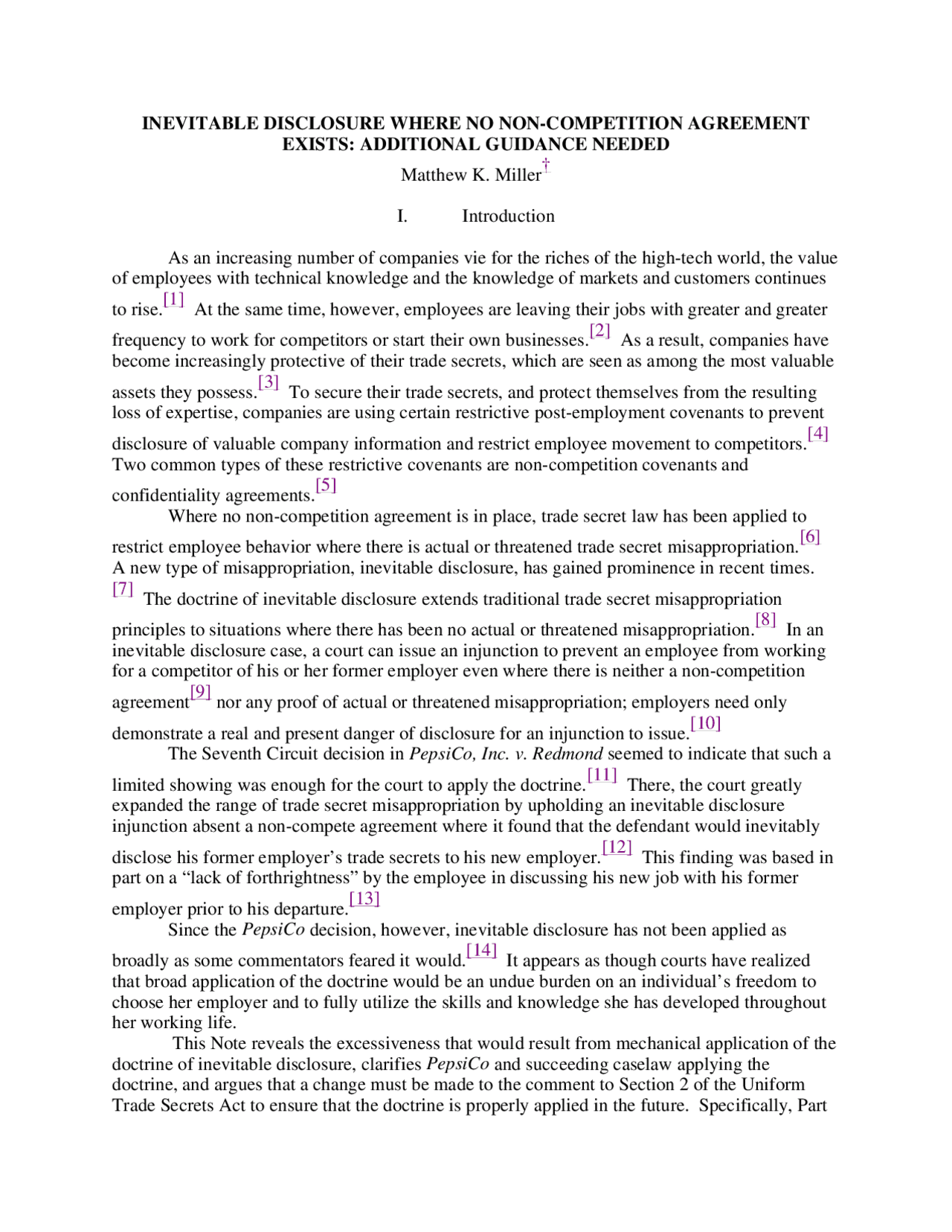 Inevitable Disclosure: Protecting Secrets or Limiting Mobility ...