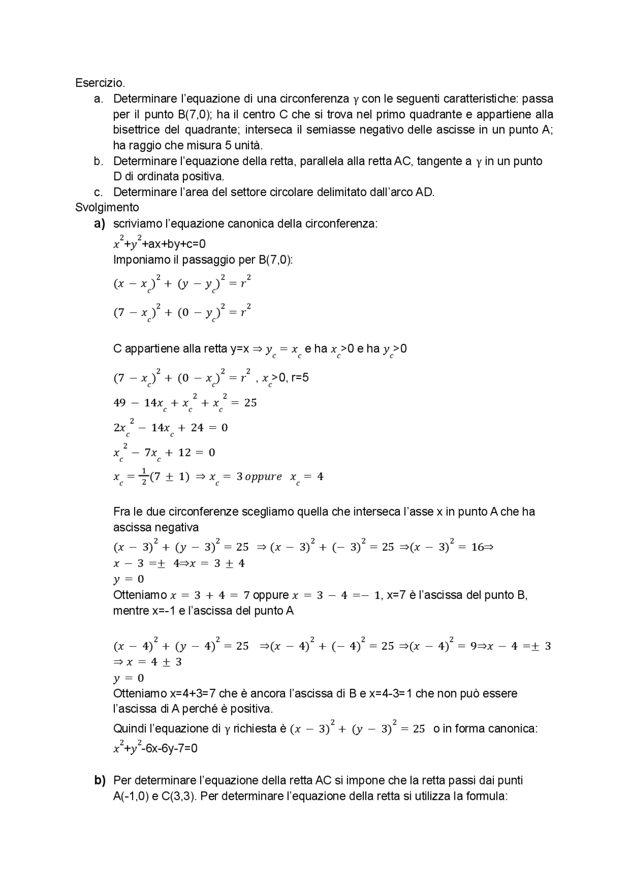 Problema di matematica sulla circonferenza | Esercizi di Matematica ...