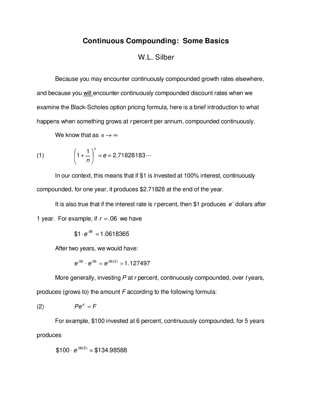 Continuous Compounding Some Basics WL Silber Study Notes Accounting continuous-compounding-some-basics-wl-silber-study-notes-accounting