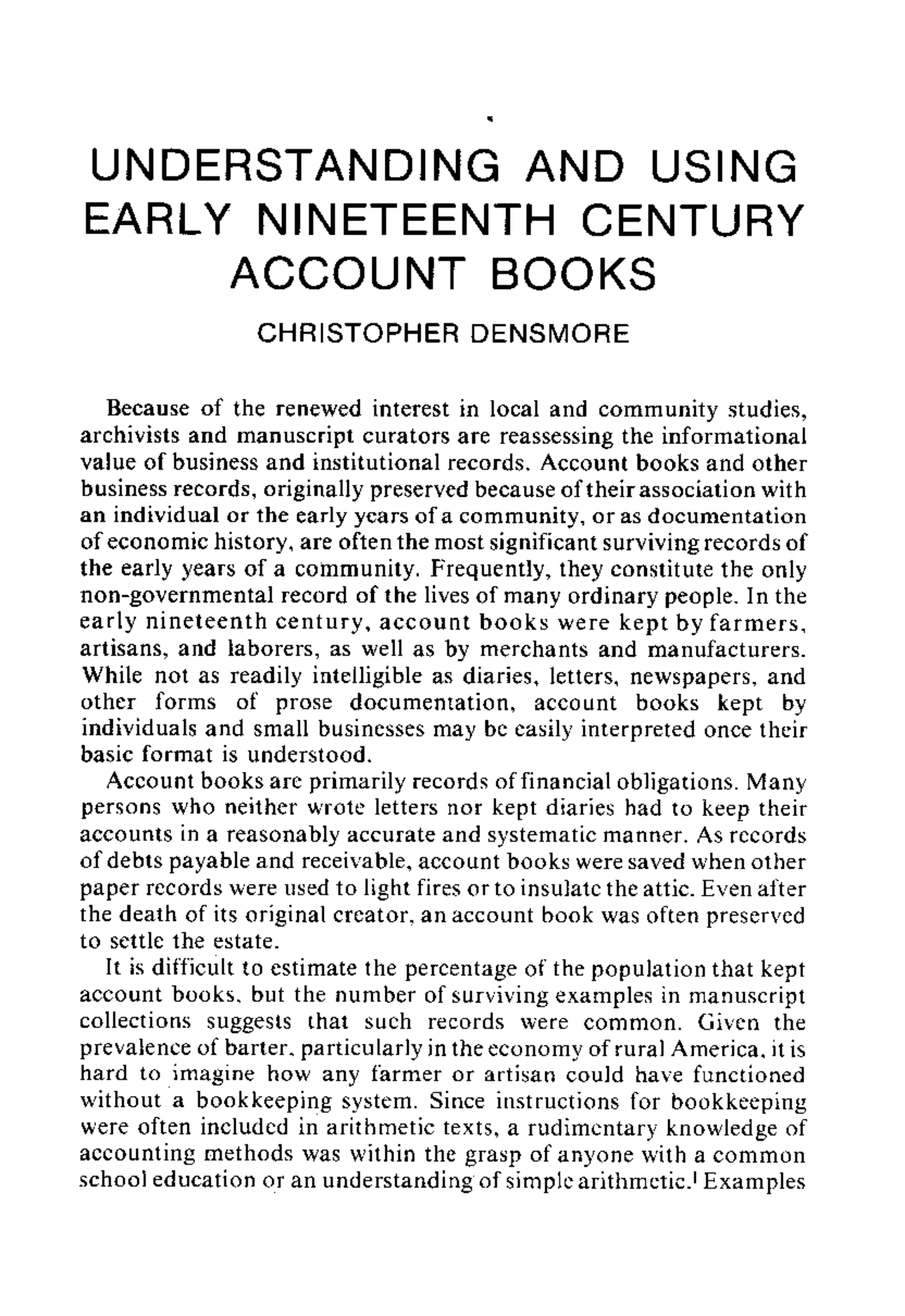 Understanding 19th Century Financial Records: Early Account Books as ...