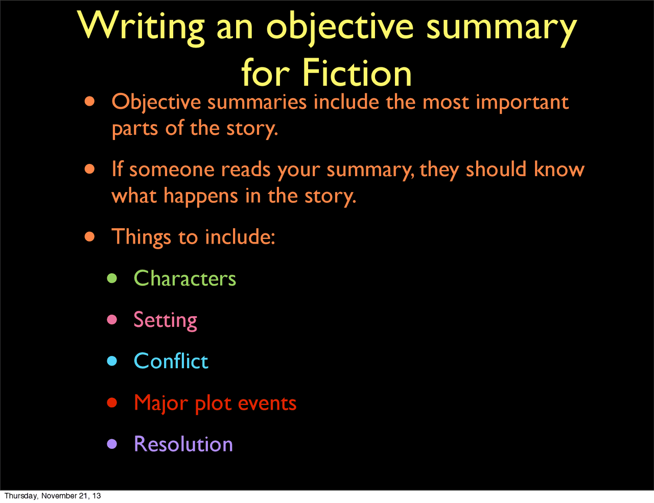 Writing an objective summary for Fiction | Study notes Fiction Writing ...