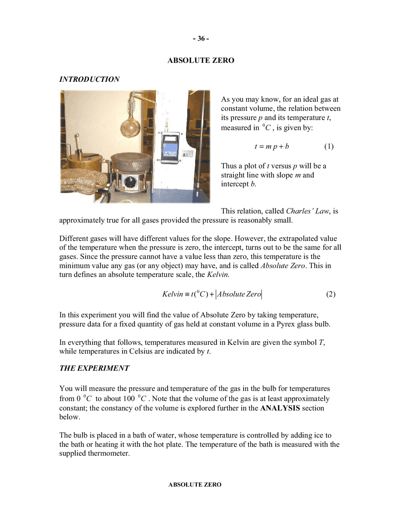 Determining Absolute Zero: An Experiment on Charles' Law | Lecture ...