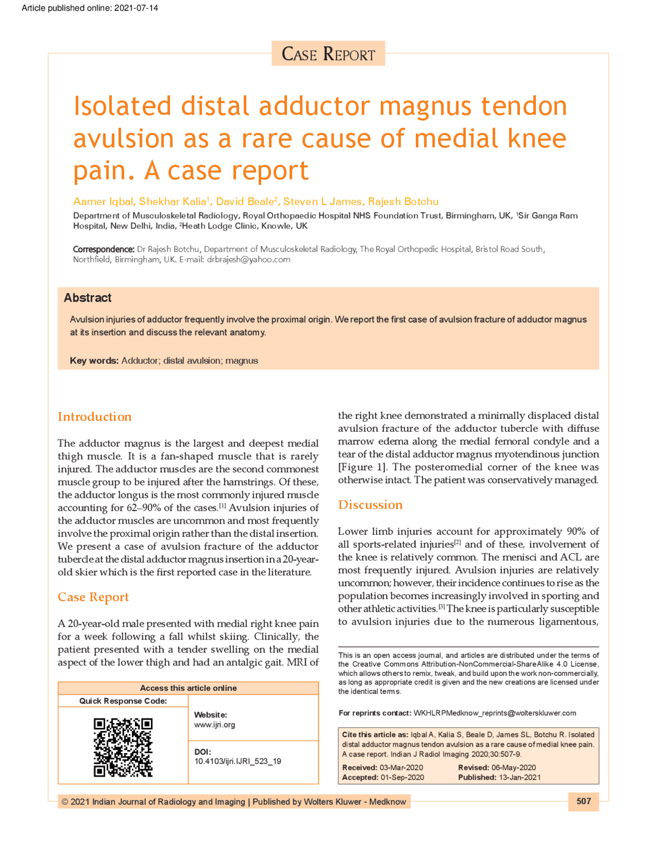 Isolated distal adductor magnus tendon avulsion as a rare ... | Study ...