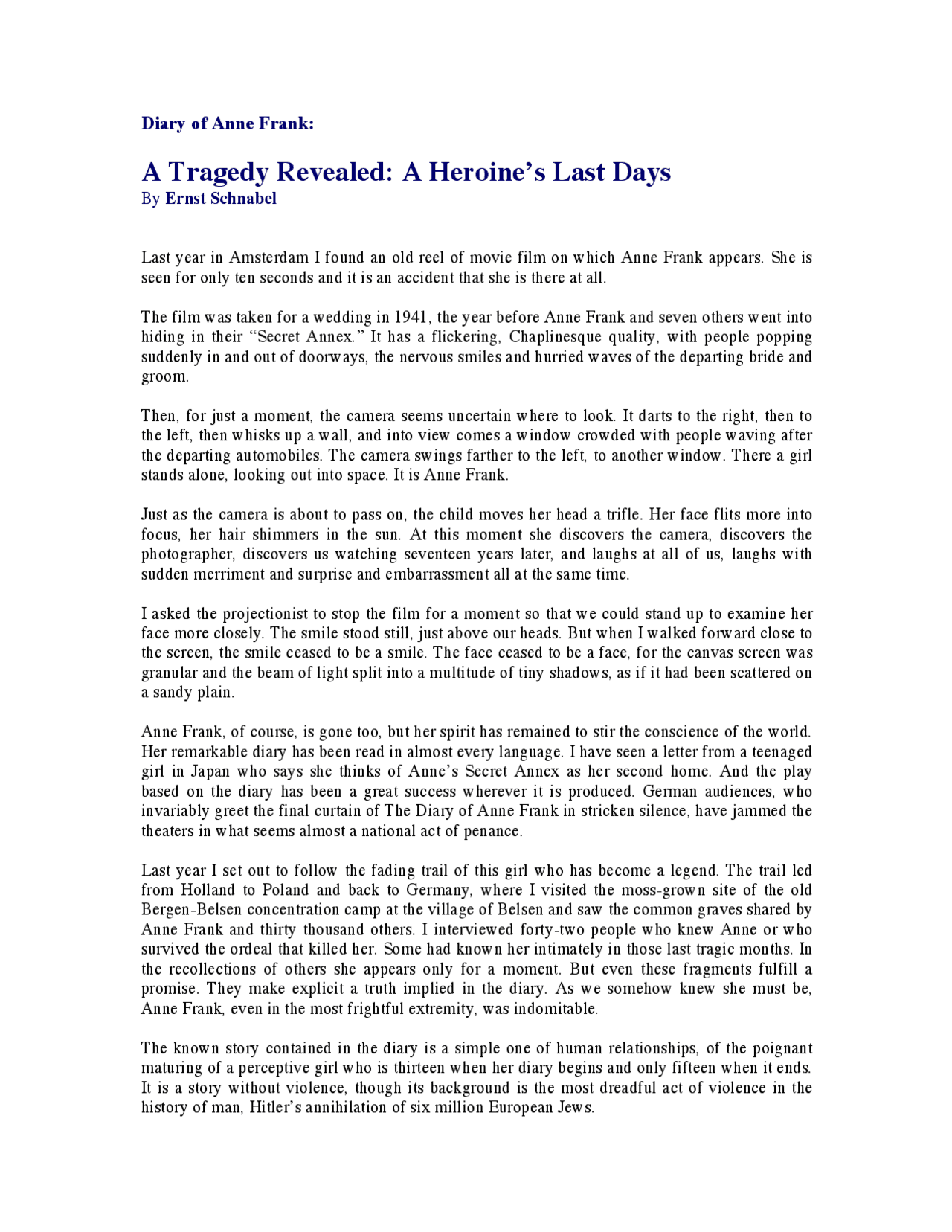 A Tragedy Revealed: A Heroine's Last Days | Lecture notes German | Docsity