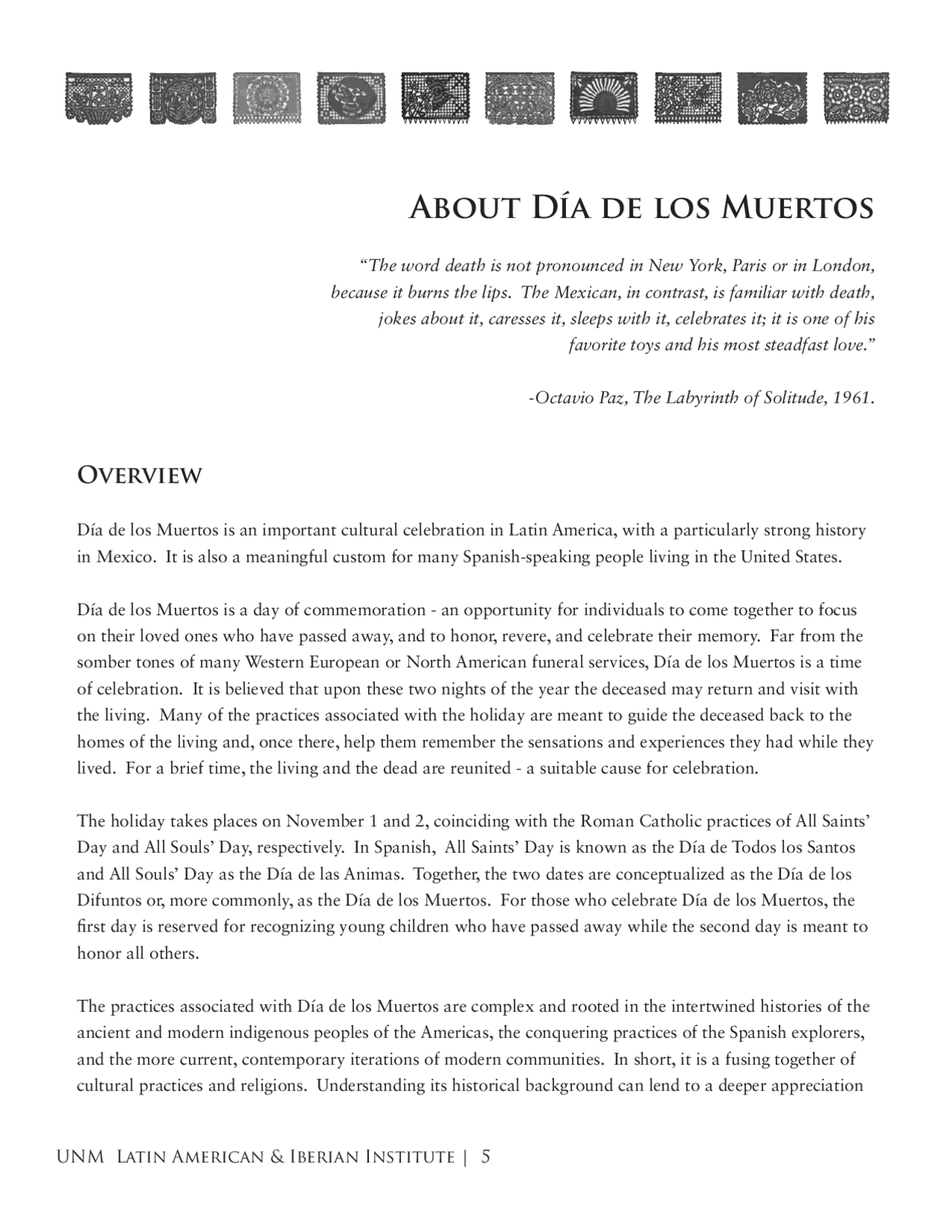 About Día de los Muertos | Study notes Spanish | Docsity