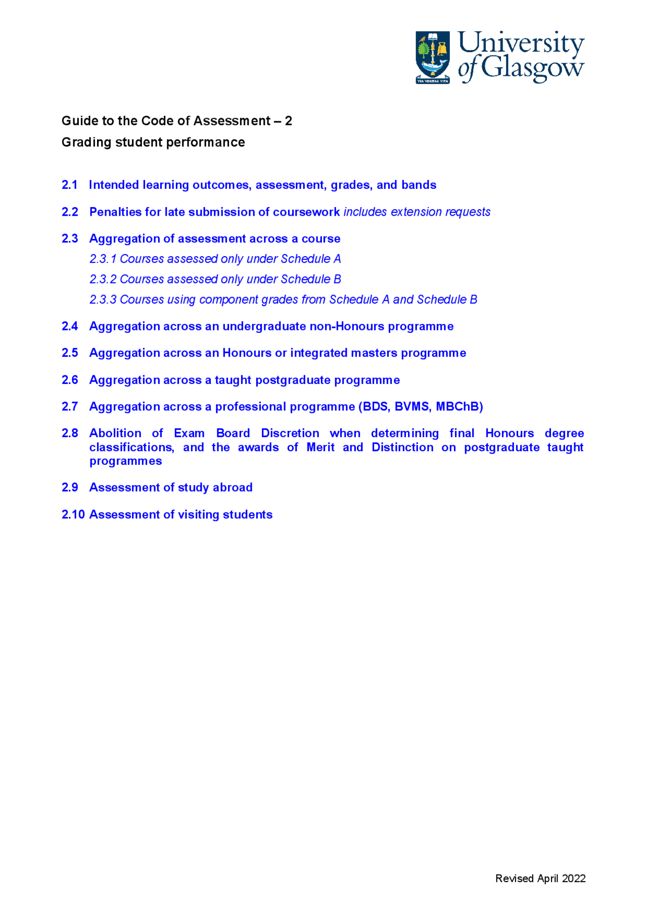 Guide to the Code of Assessment – 2 Grading student ... | Lecture notes ...