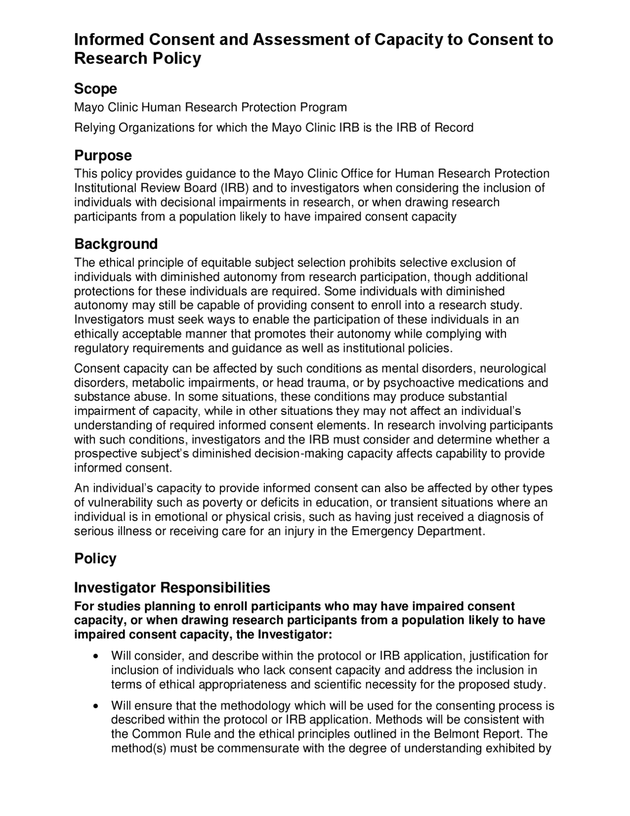 Informed Consent and Assessment of Capacity to Consent to ...