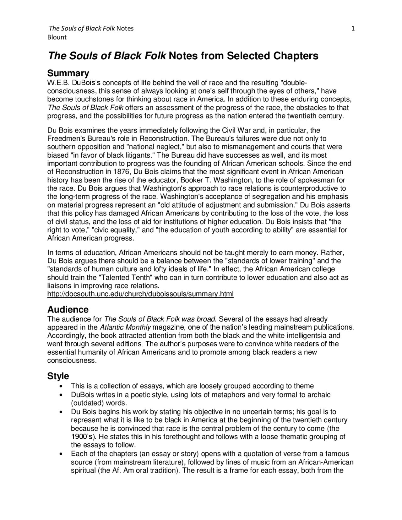 The Souls of Black Folk Notes from Selected Chapters | Exams Music ...