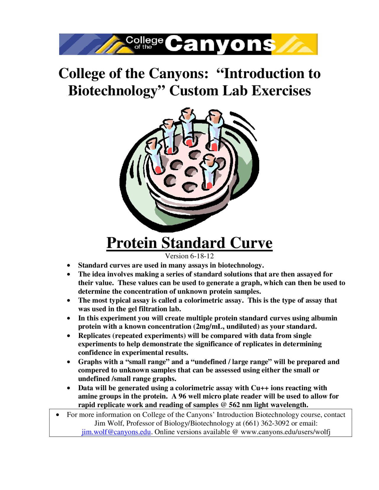 Protein Standard Curve | Study notes Biology | Docsity