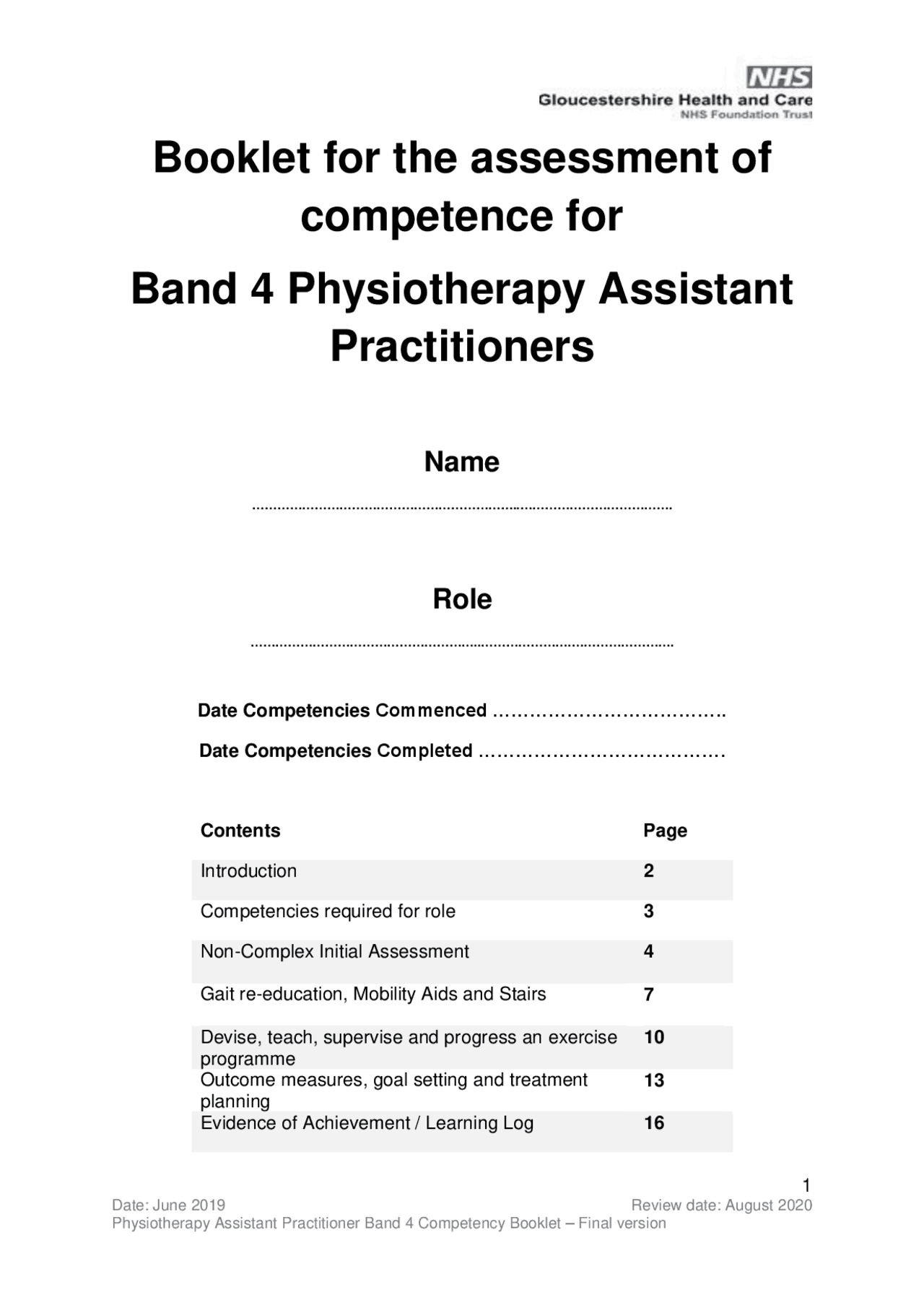 Booklet for the assessment of competence for Band 4 ... | Lecture notes ...