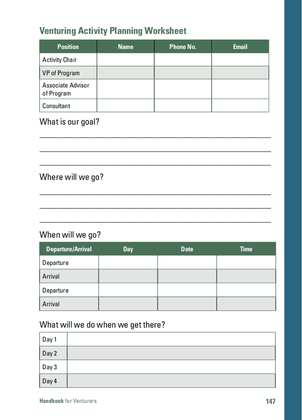 Venturing Activity Planning Worksheet | Study notes Productivity and ...