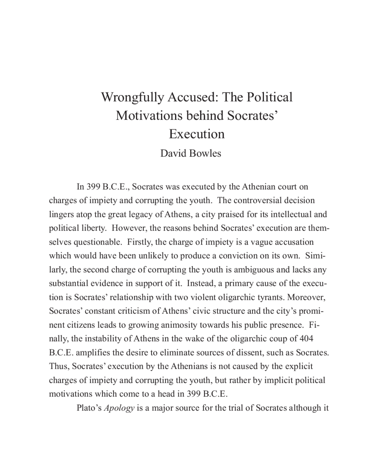 The Political Motivations Behind Socrates Execution Lecture Notes Philosophy Docsity