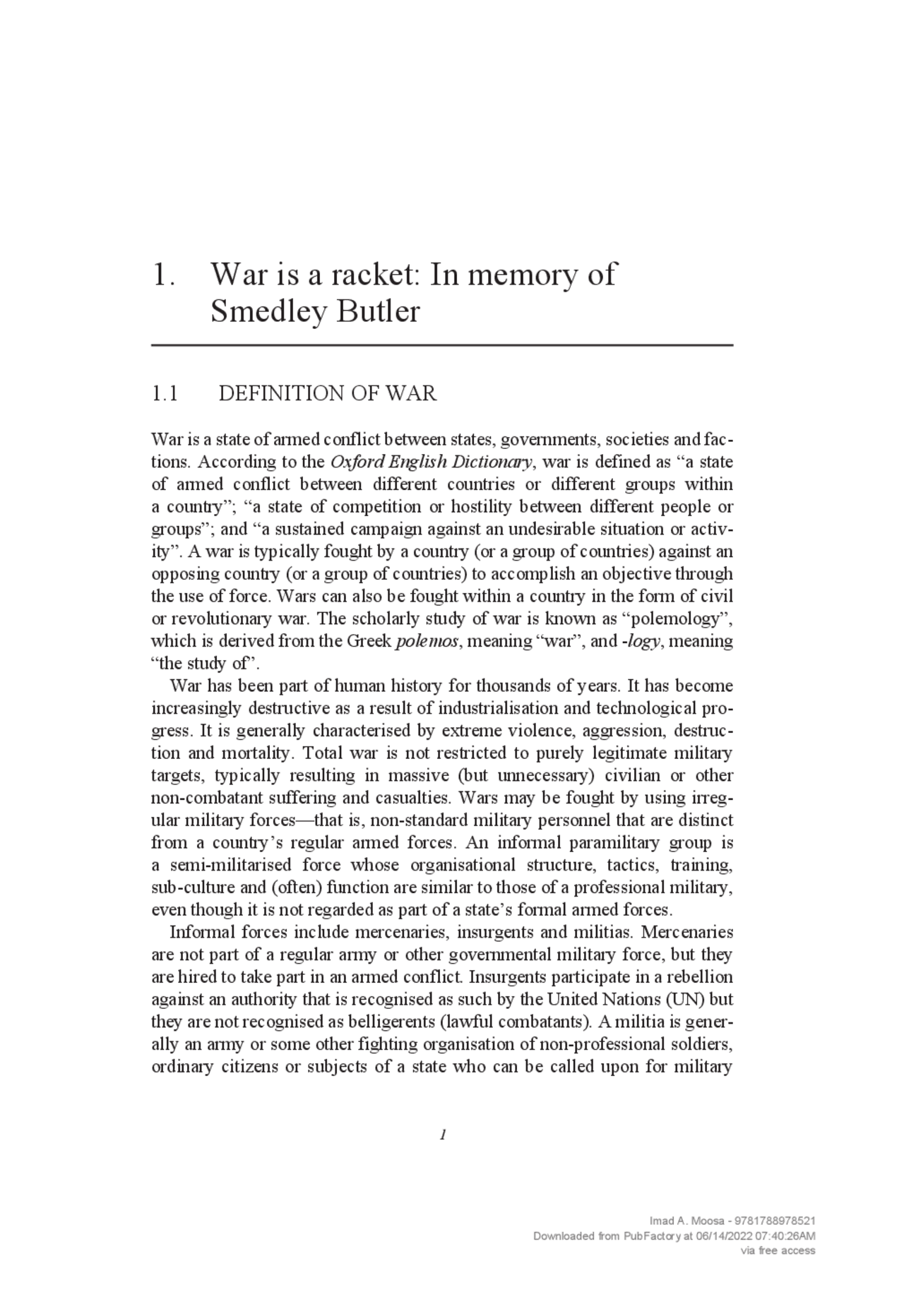 1. War is a racket: In memory of Smedley Butler | Study notes English ...