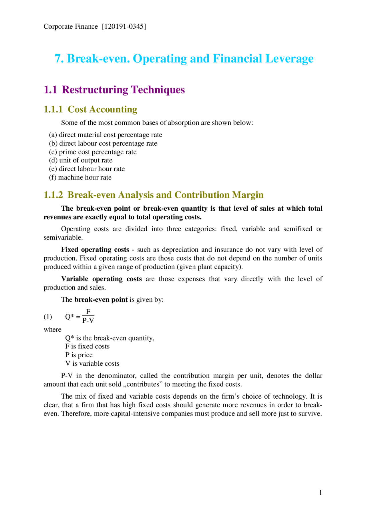 Understanding Break-even Point, Leverage, and Cash Flows in Corporate ...