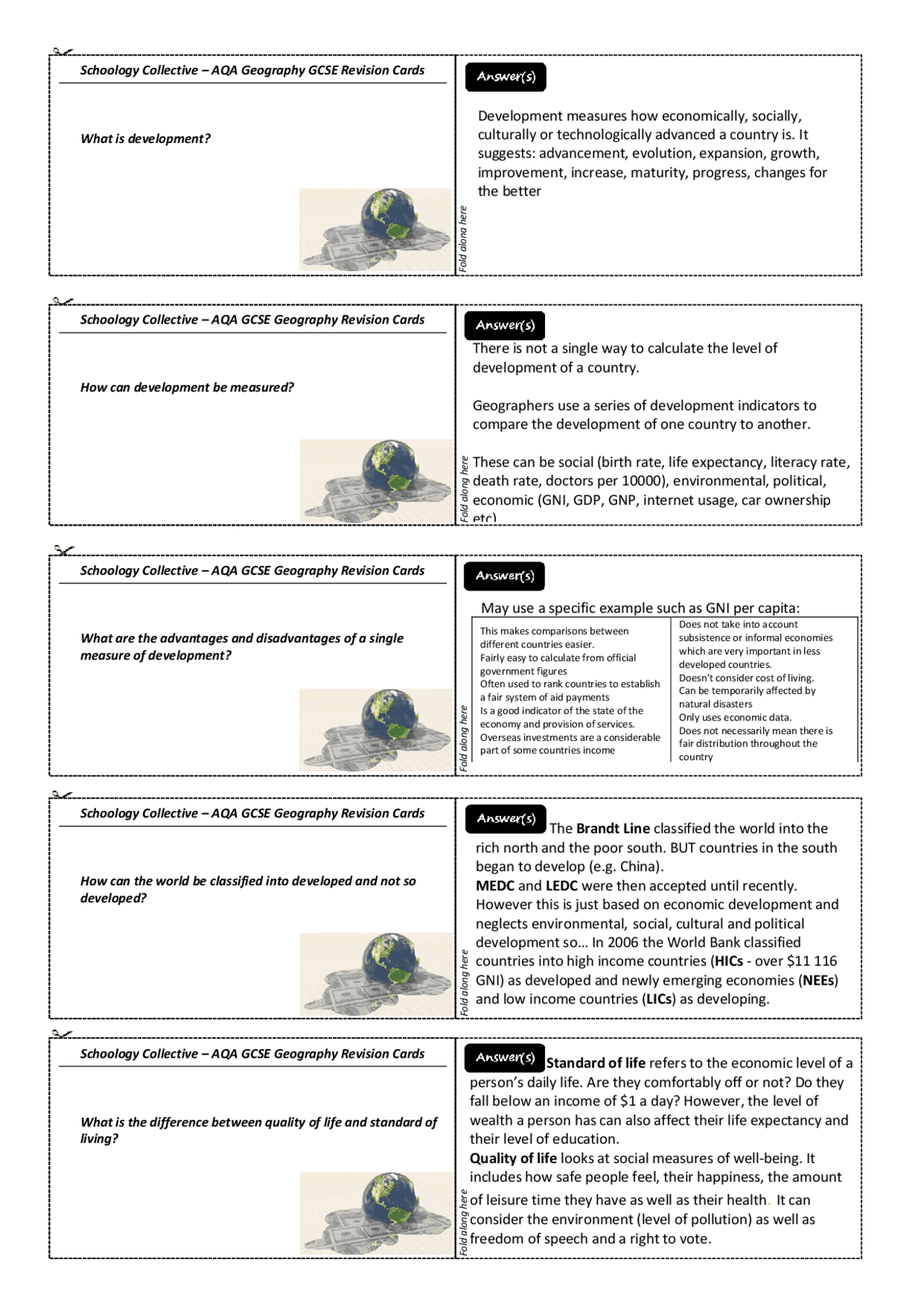 Schoology Collective – AQA Geography GCSE Revision Cards | Study notes ...