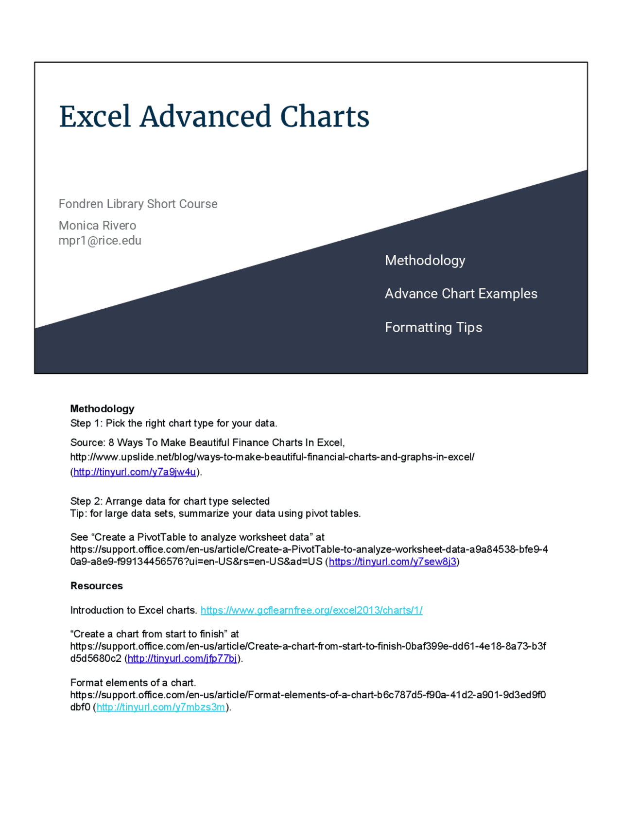 Excel Advanced Charts Lecture Notes Finance Docsity