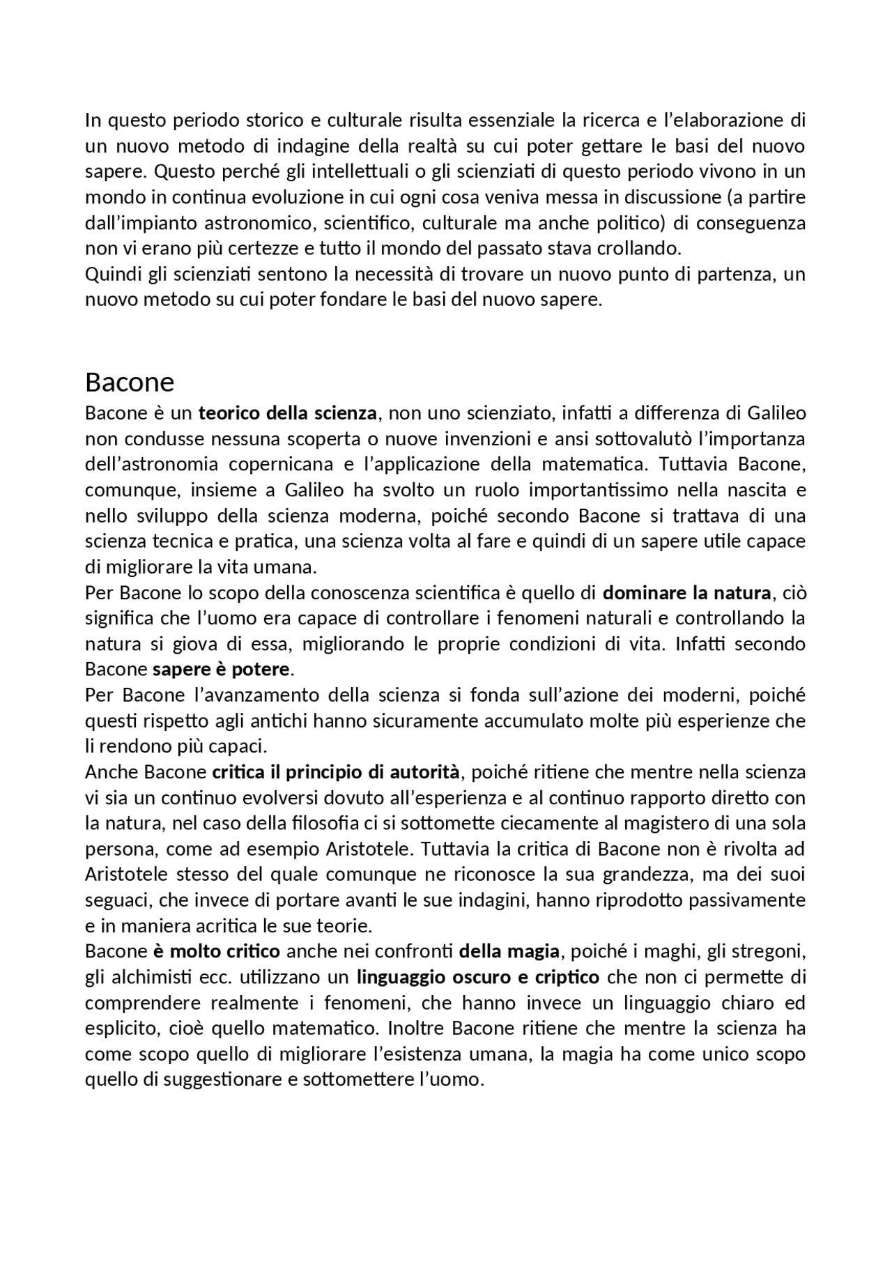 Bacone Pensiero E Vita Appunti Di Filosofia Docsity
