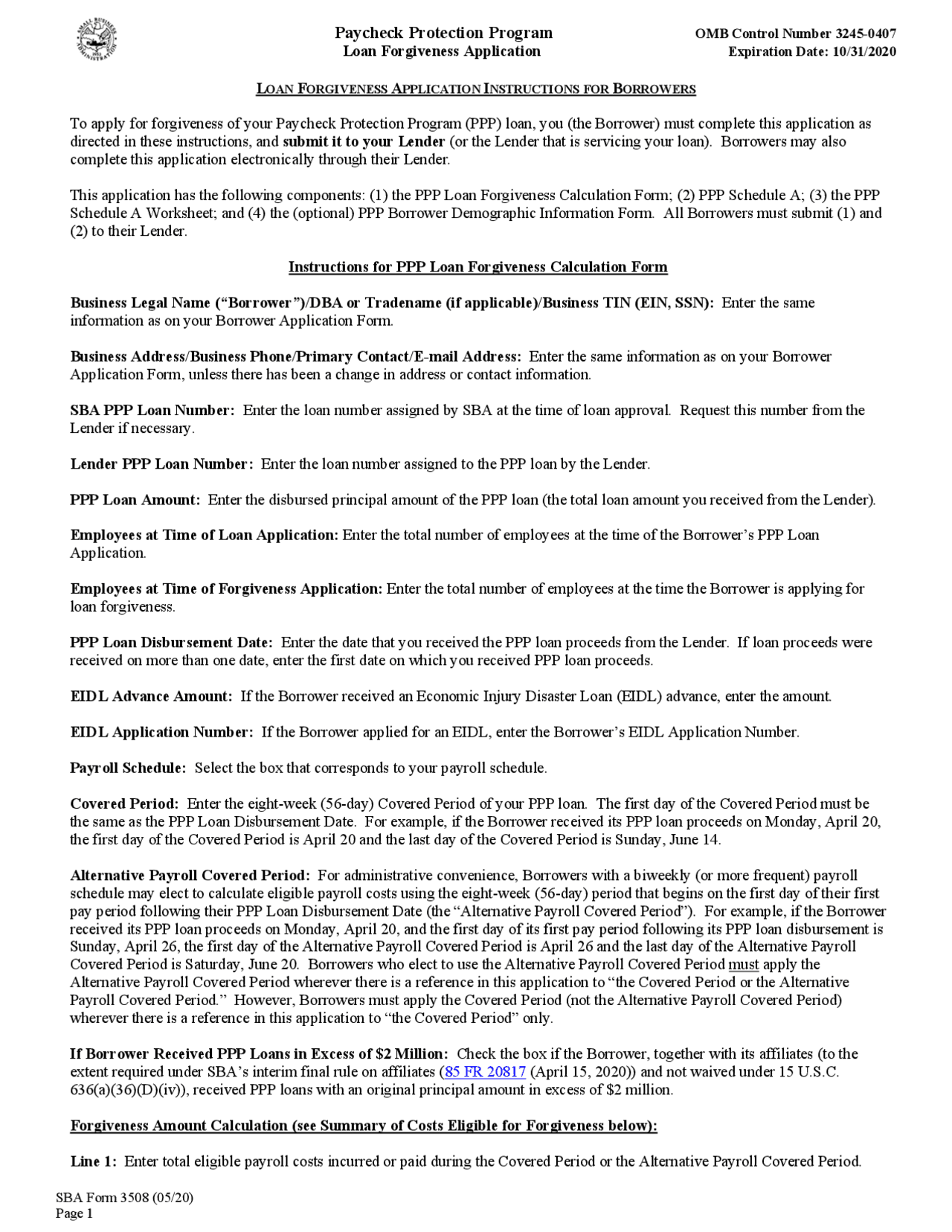 PPP Loan Forgiveness Application: Instructions and Requirements ...