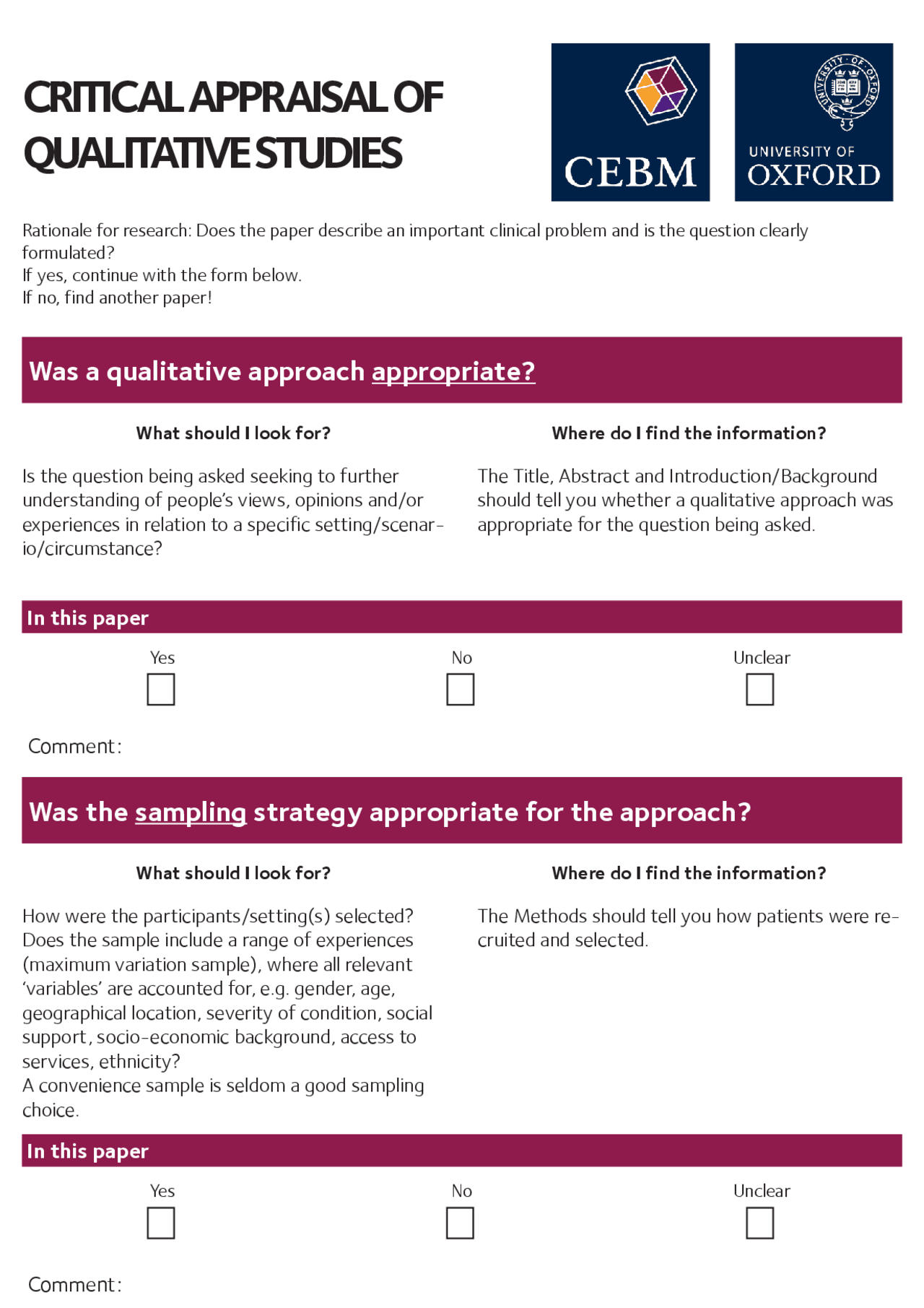 CRITICAL APPRAISAL OF QUALITATIVE STUDIES | Lecture notes Qualitative ...