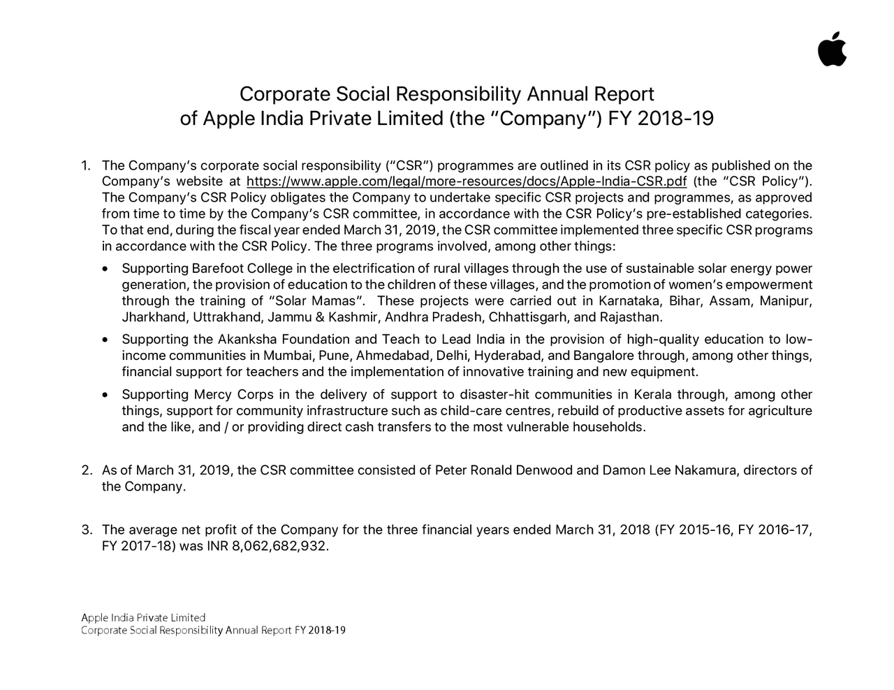 Apple India's CSR Report 2018-19: Solar Energy, Education, Equality ...