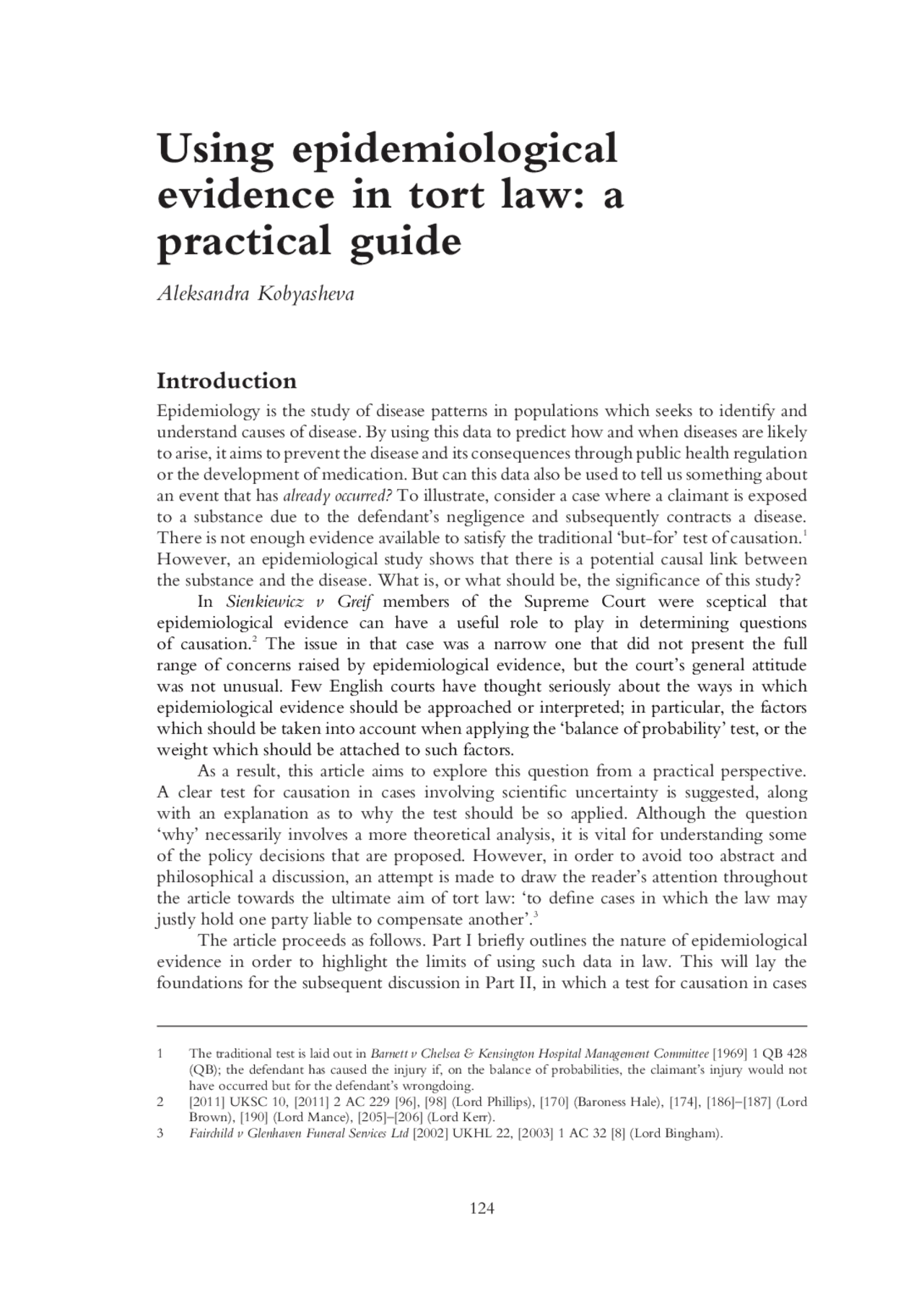 Using Epidemiological Evidence In Tort Law A Practical Guide