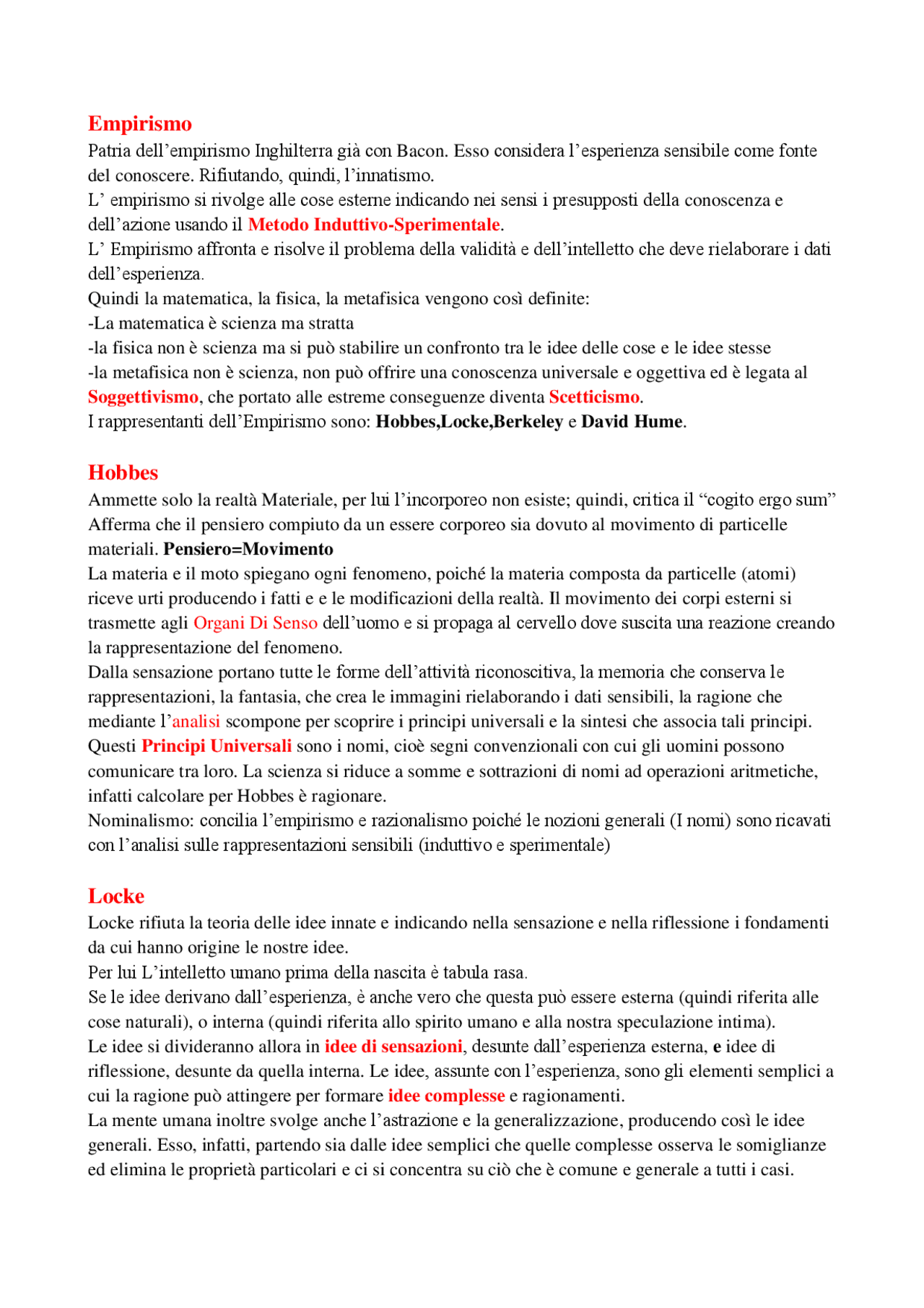 Empirismo Con Hobbes E Locke Schemi E Mappe Concettuali Di Filosofia