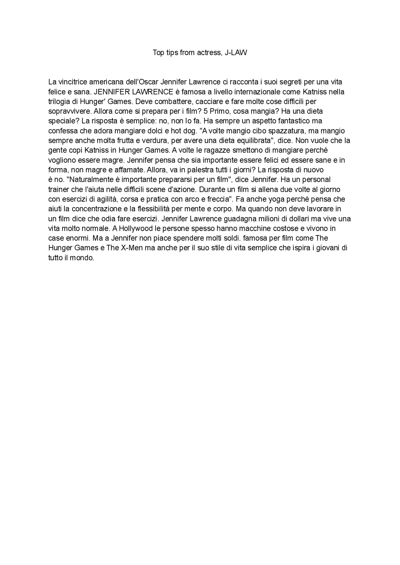 Traduzioni Testi Di Inglese Esercizi Di Inglese Docsity