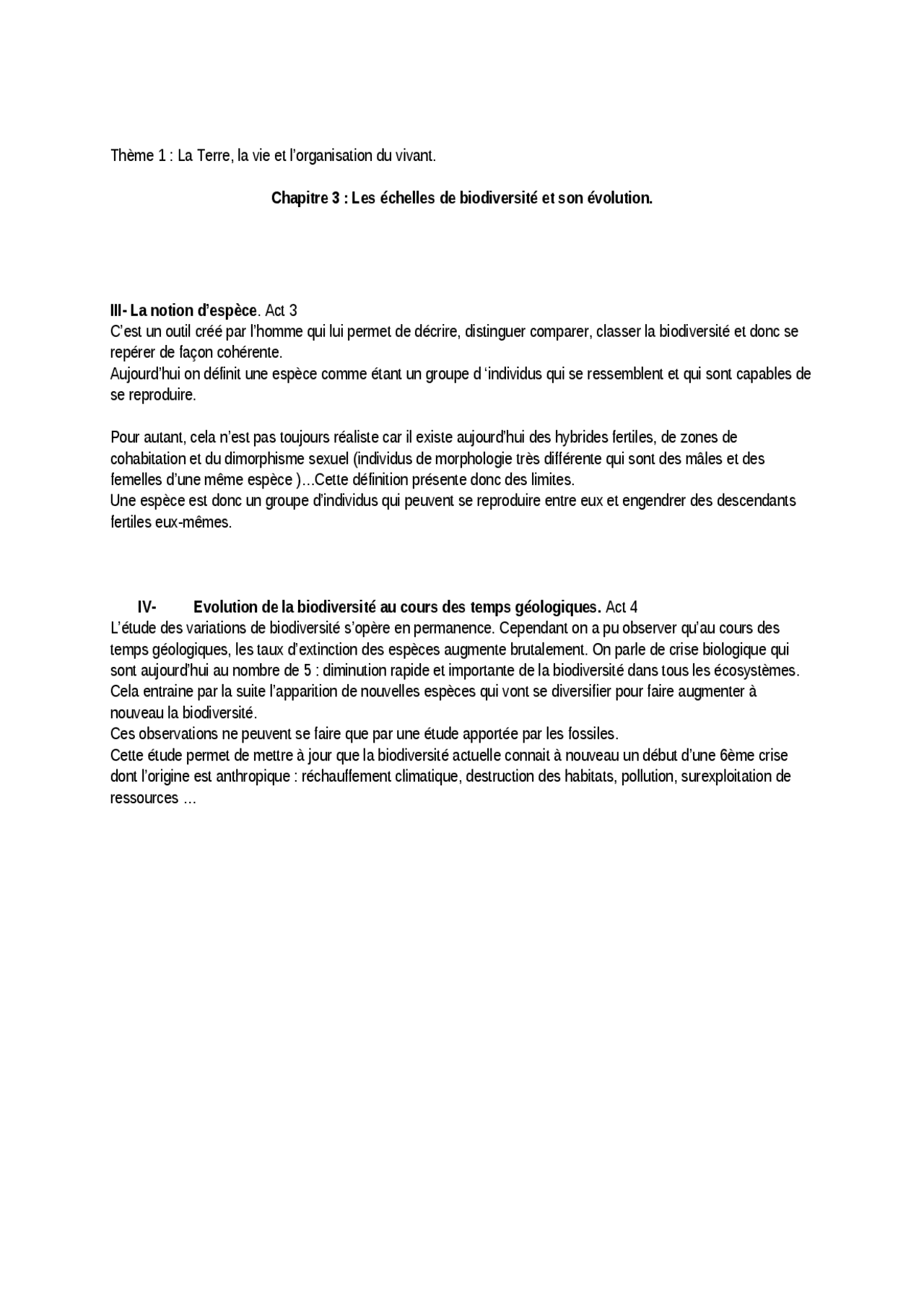 Bilan cours du chapitre 3 de SVT 2nd | Lectures Sciences de la Vie et ...