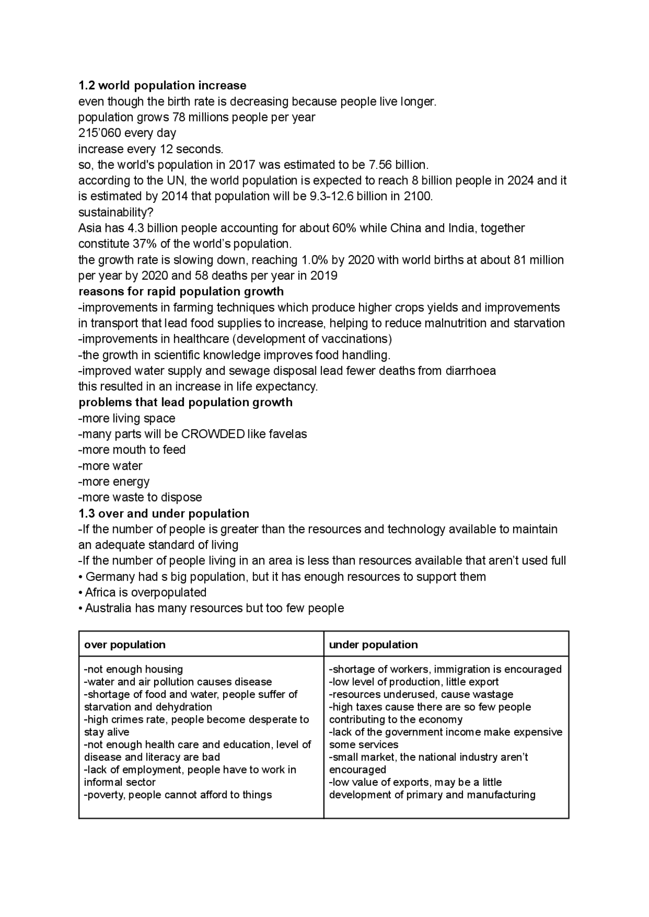 IGCSE GEOGRAPHY EXAM NOTES | Appunti di Geografia | Docsity