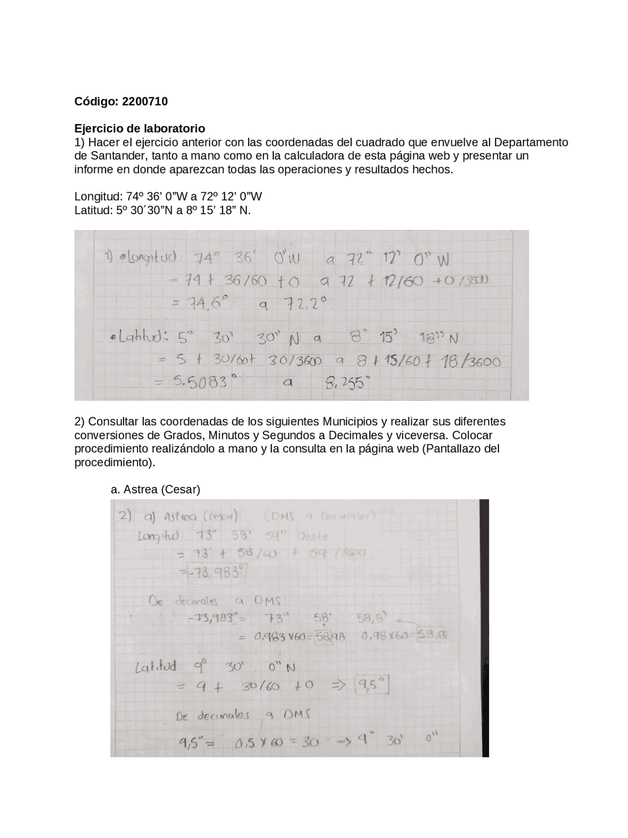 Ejercicio cartografía | Ejercicios de Ingeniería en Geodesia y Cartografía | Docsity