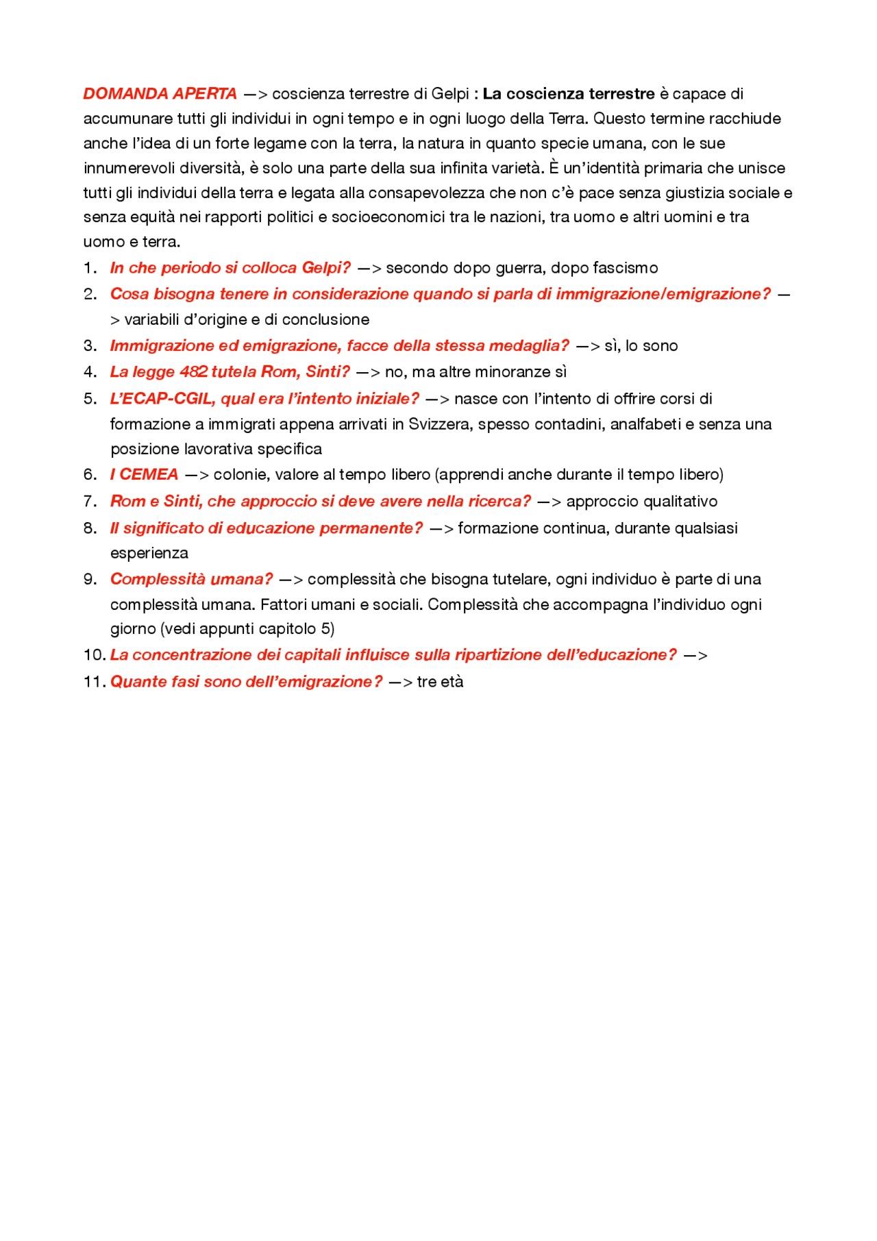 Possibili domande esame seconda parte pedagogia interculturale e sociale | Appunti di Pedagogia ...