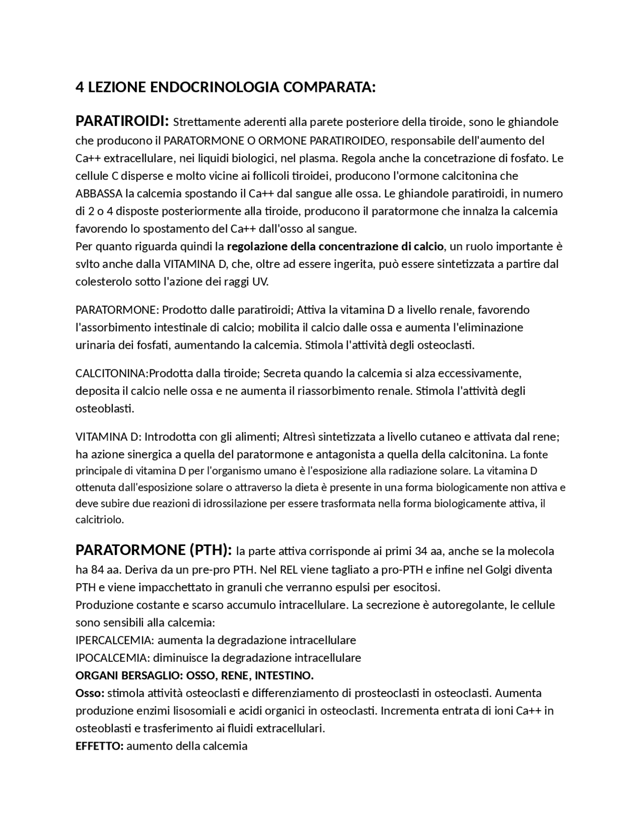 Endocrinologia Comparata Dispense Di Endocrinologia Docsity