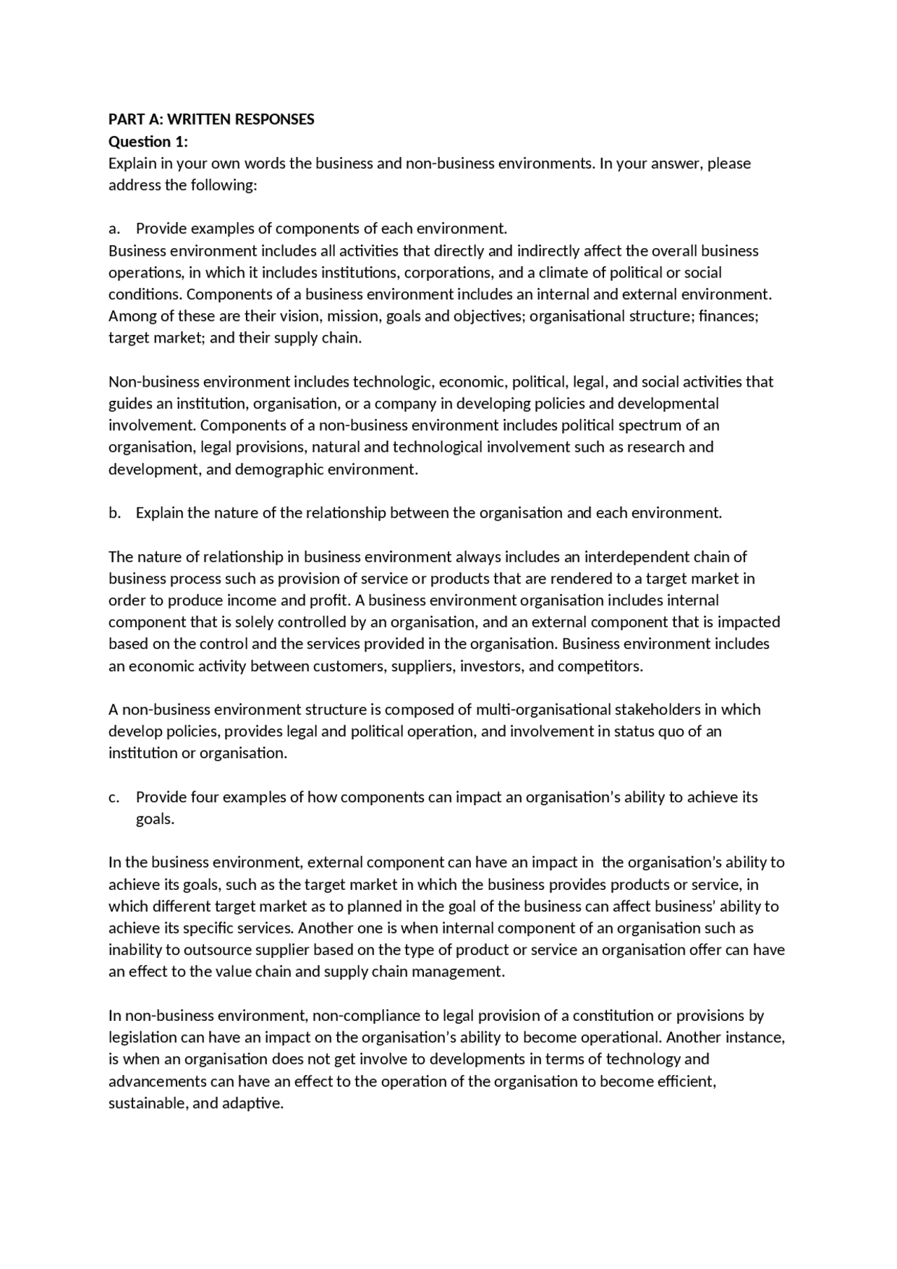 Assessment in business management | Exercises Business Strategy - Docsity