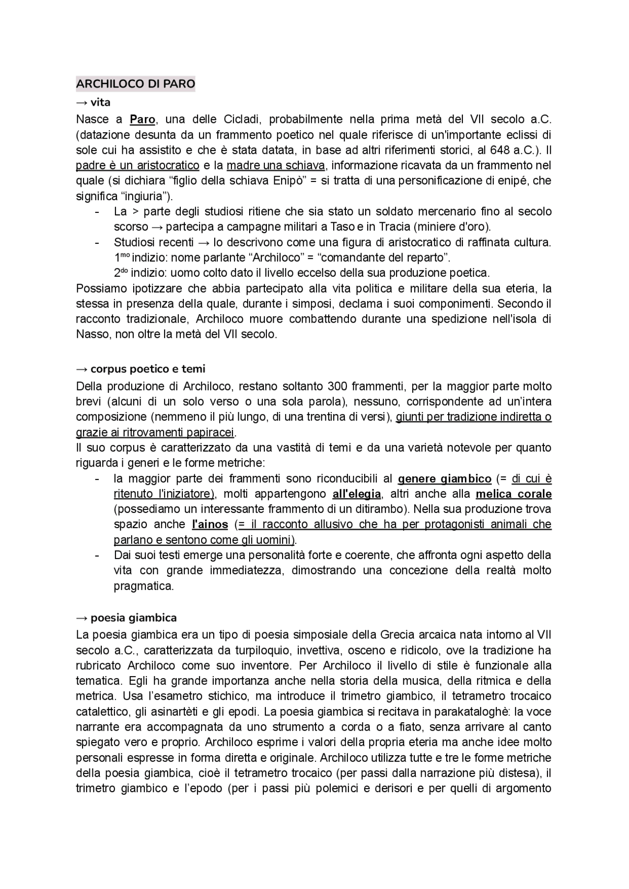 Letteratura Greco Antico Schemes And Mind Maps Ancient Greek Docsity