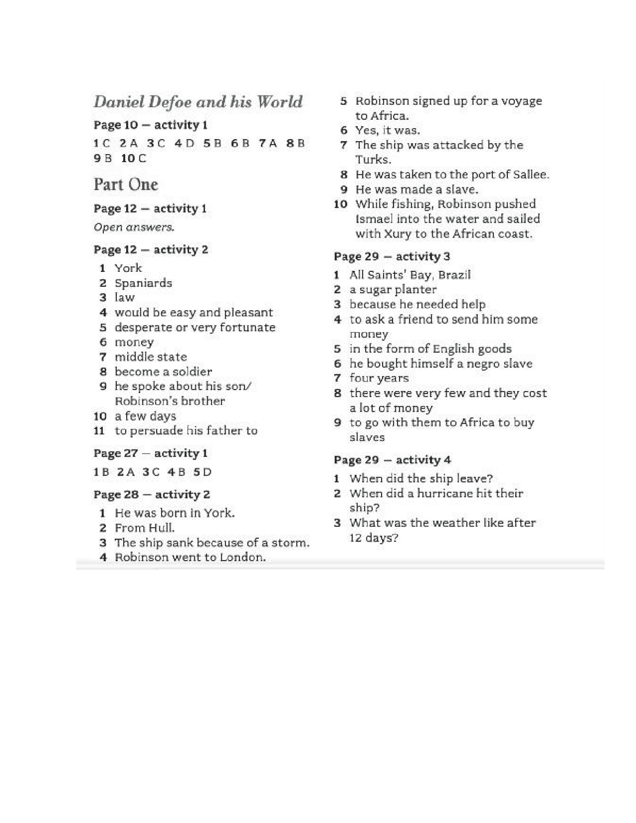 Soluzioni esercizi Black Cat "Robinson Crusoe" | Esercizi di Inglese ...