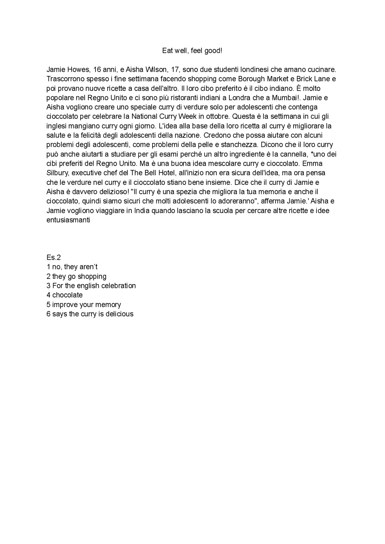 Traduzioni Testi Di Inglese Esercizi Di Inglese Docsity