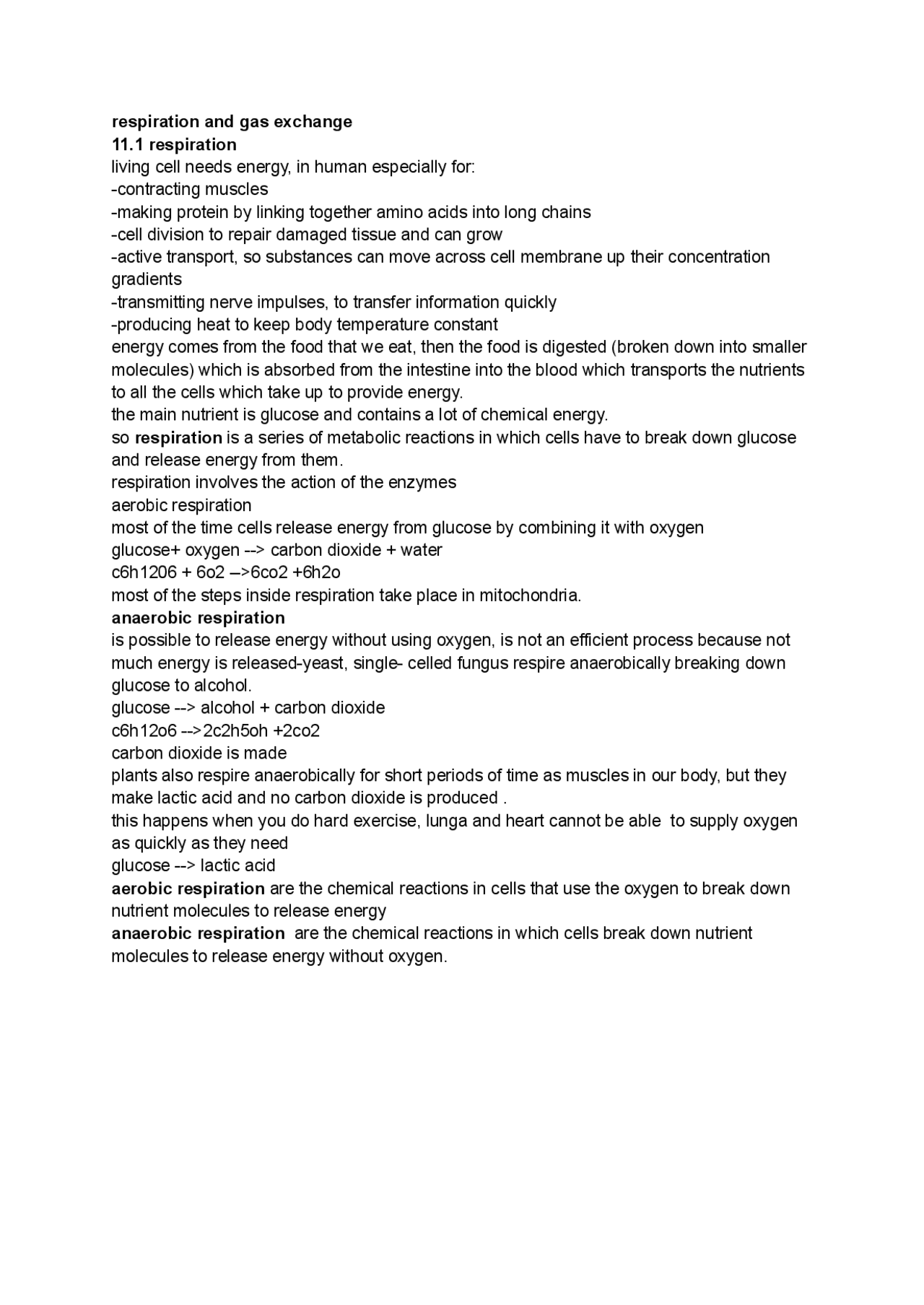 RESPIRATORY SYSTEM AND GAS EXCHANGE, BIOLOGY IGCSE EXAM | Appunti di ...