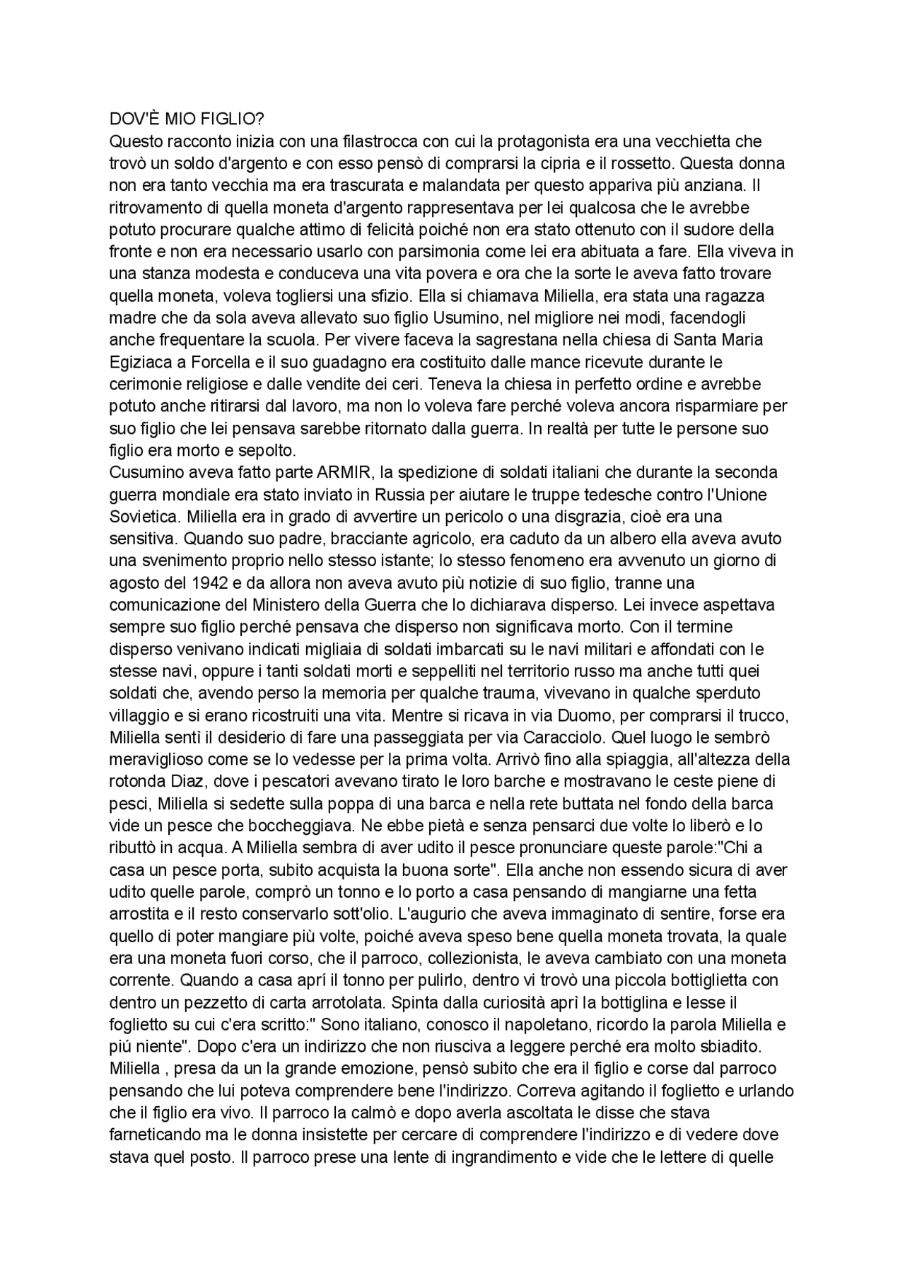 Riassunto testo di italiano | Esercizi di Italiano - Docsity